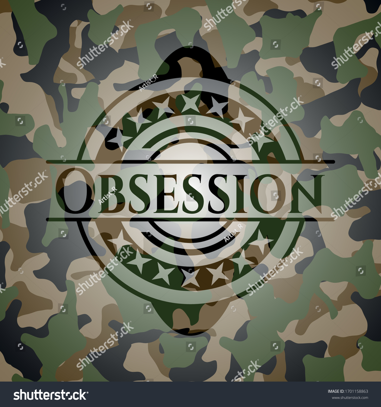 Obsession On Camo Pattern Vector Illustration Stock Vector (Royalty ...