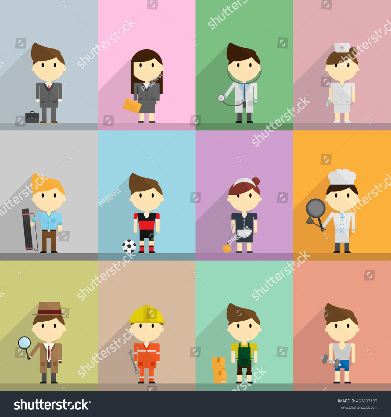 Occupation Flat Cartoon Illustration: เวกเตอร์สต็อก (ปลอดค่าลิขสิทธิ์ ...