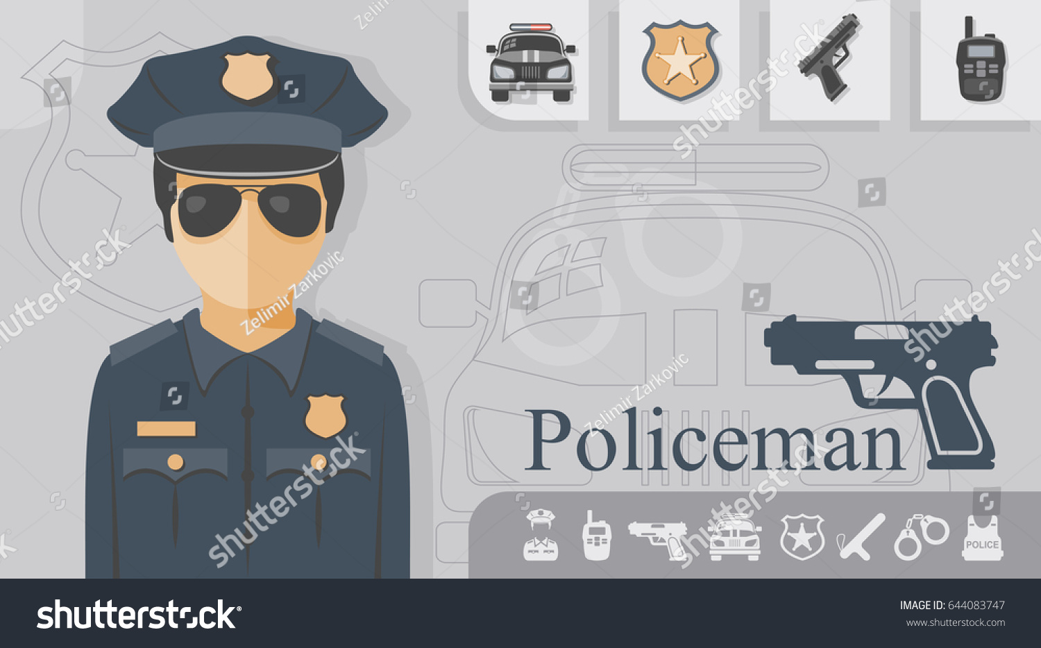 Occupation Policeman Stock Vector (Royalty Free) 644083747 | Shutterstock