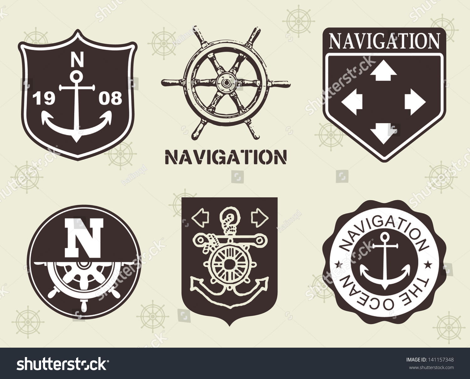 Ocean Navigation Labels: vector de stock (libre de regalías) 141157348