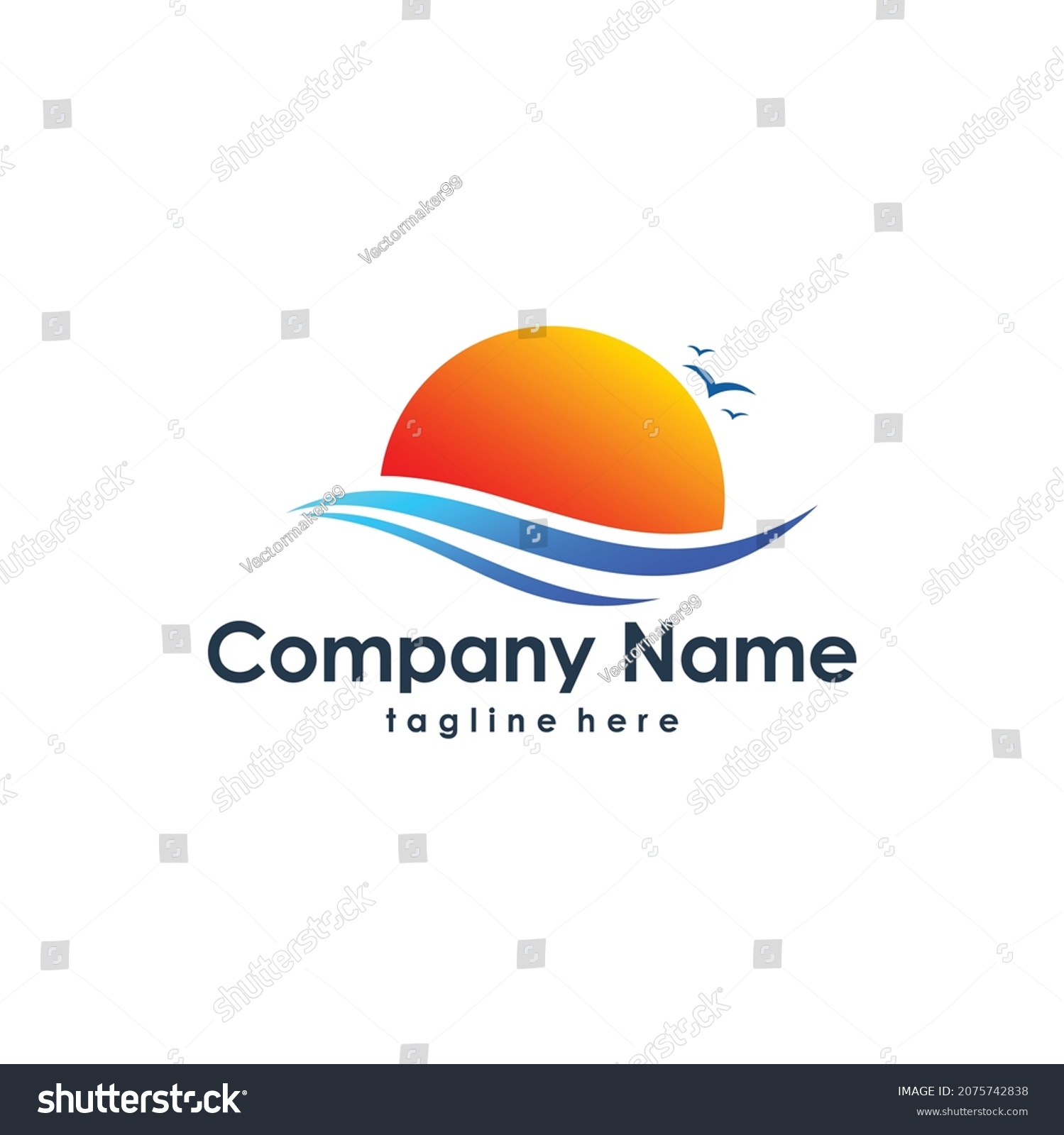 Ocean Beach Logo Design Template Stock Vector (Royalty Free) 2075742838