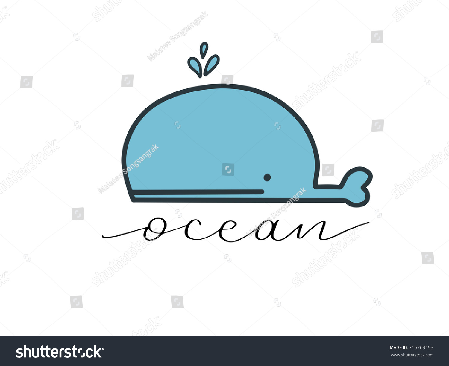 Ocean Calligraphy Hand Lettering Vector Stock Vector (Royalty Free ...