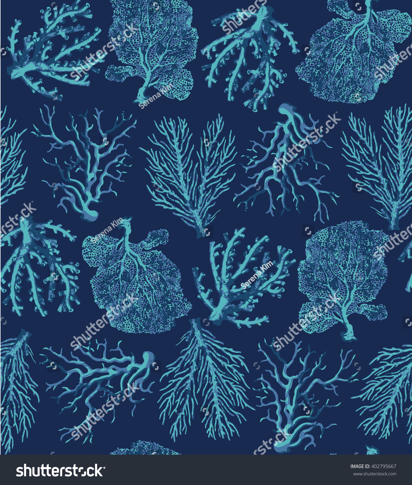Ocean Coral Reef Pattern 스톡 벡터 402795667 - Shutterstock