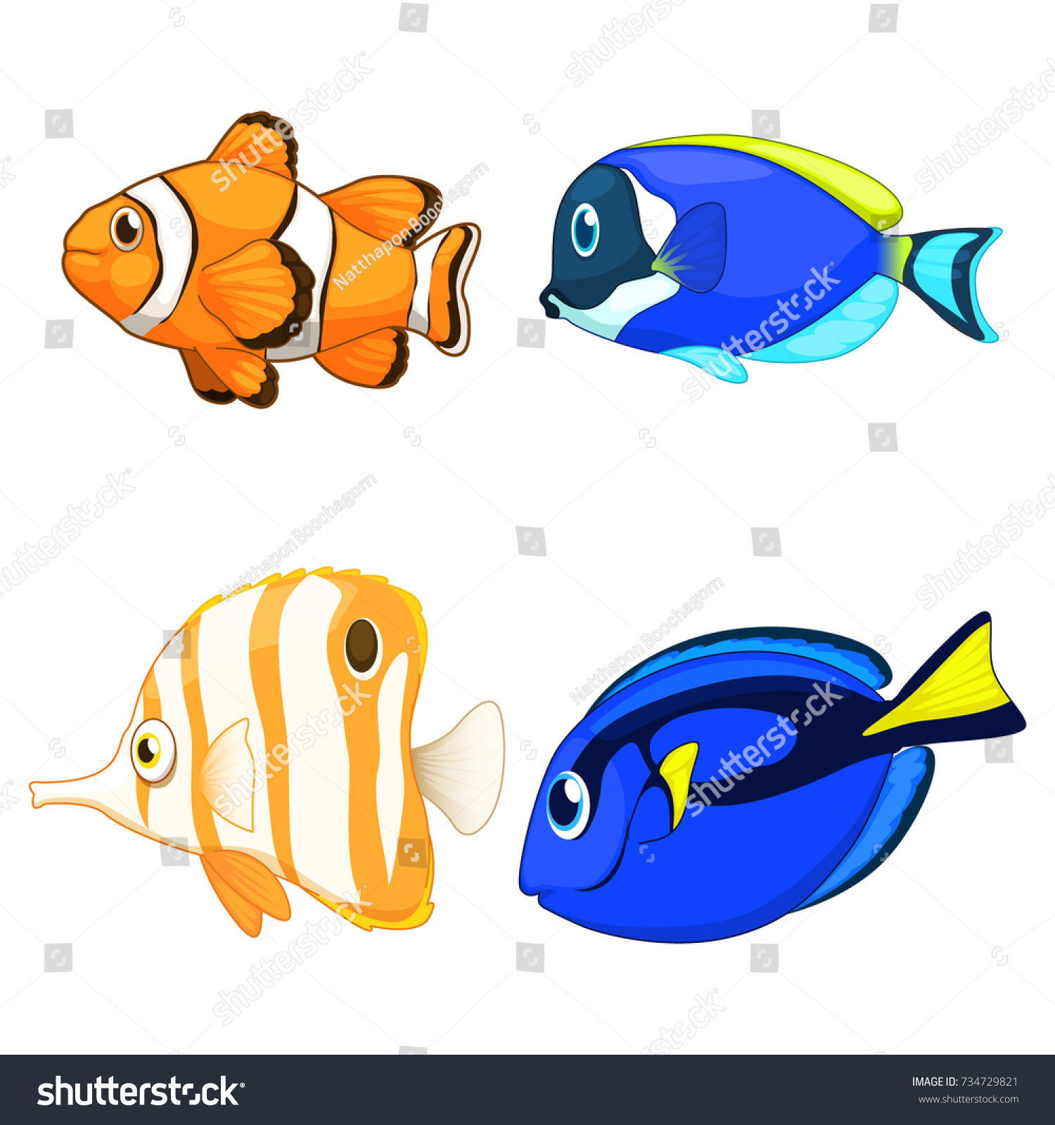 Ocean Fish Cartoon Set: Vector có sẵn (miễn phí bản quyền) 734729821 ...