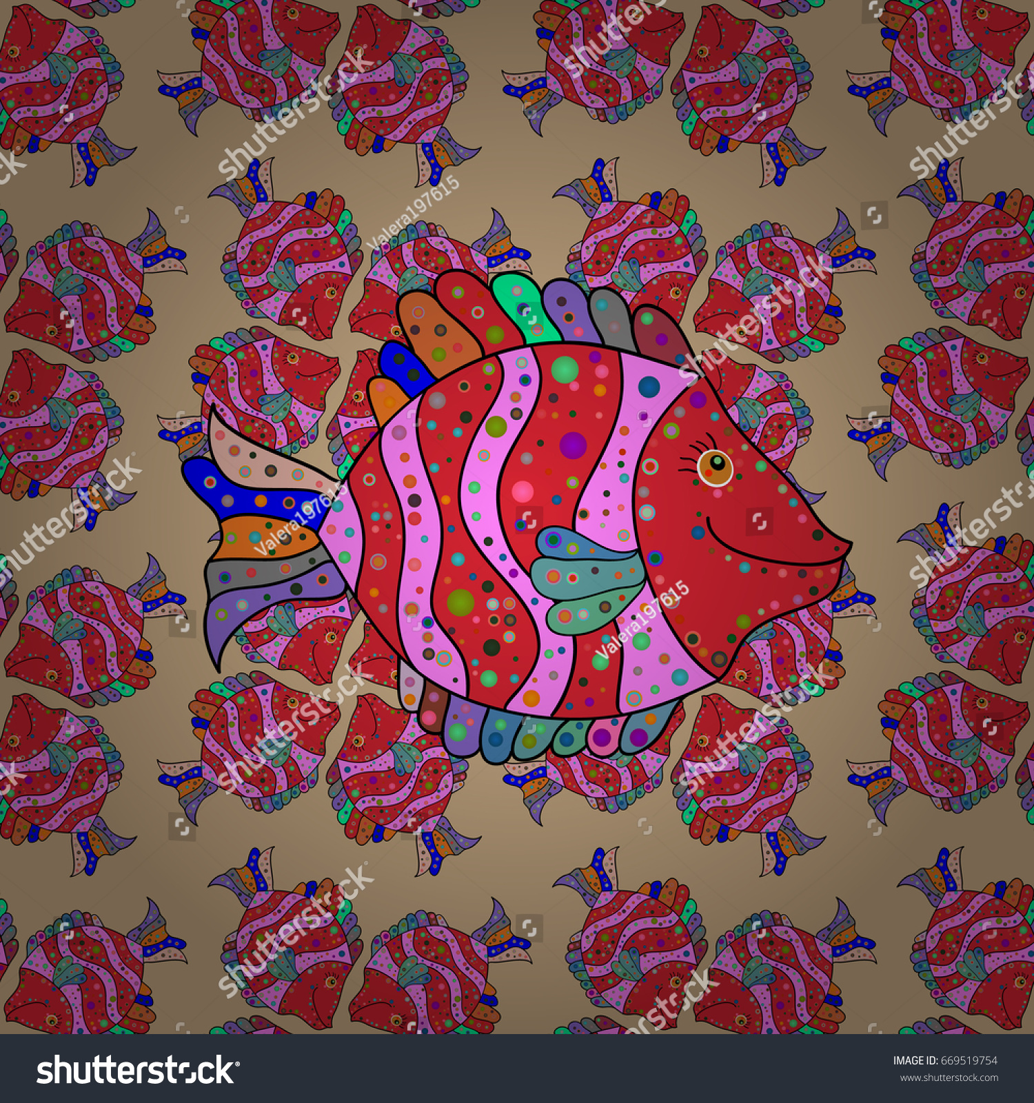 Ocean Fish Pattern Vector Illustration Sea Stock Vector (Royalty Free ...