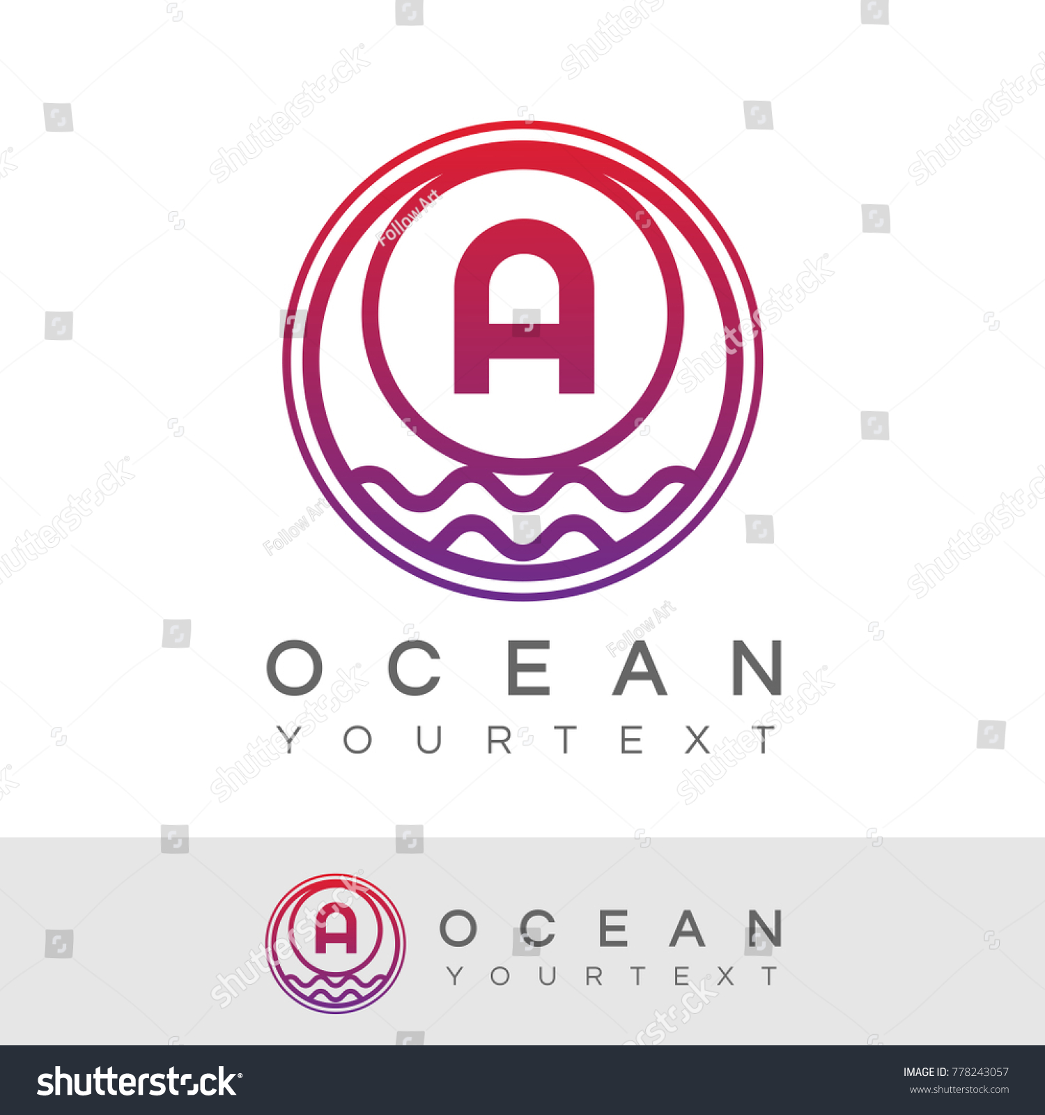 Ocean Initial Letter Logo Design Stock Vector (Royalty Free) 778243057 ...