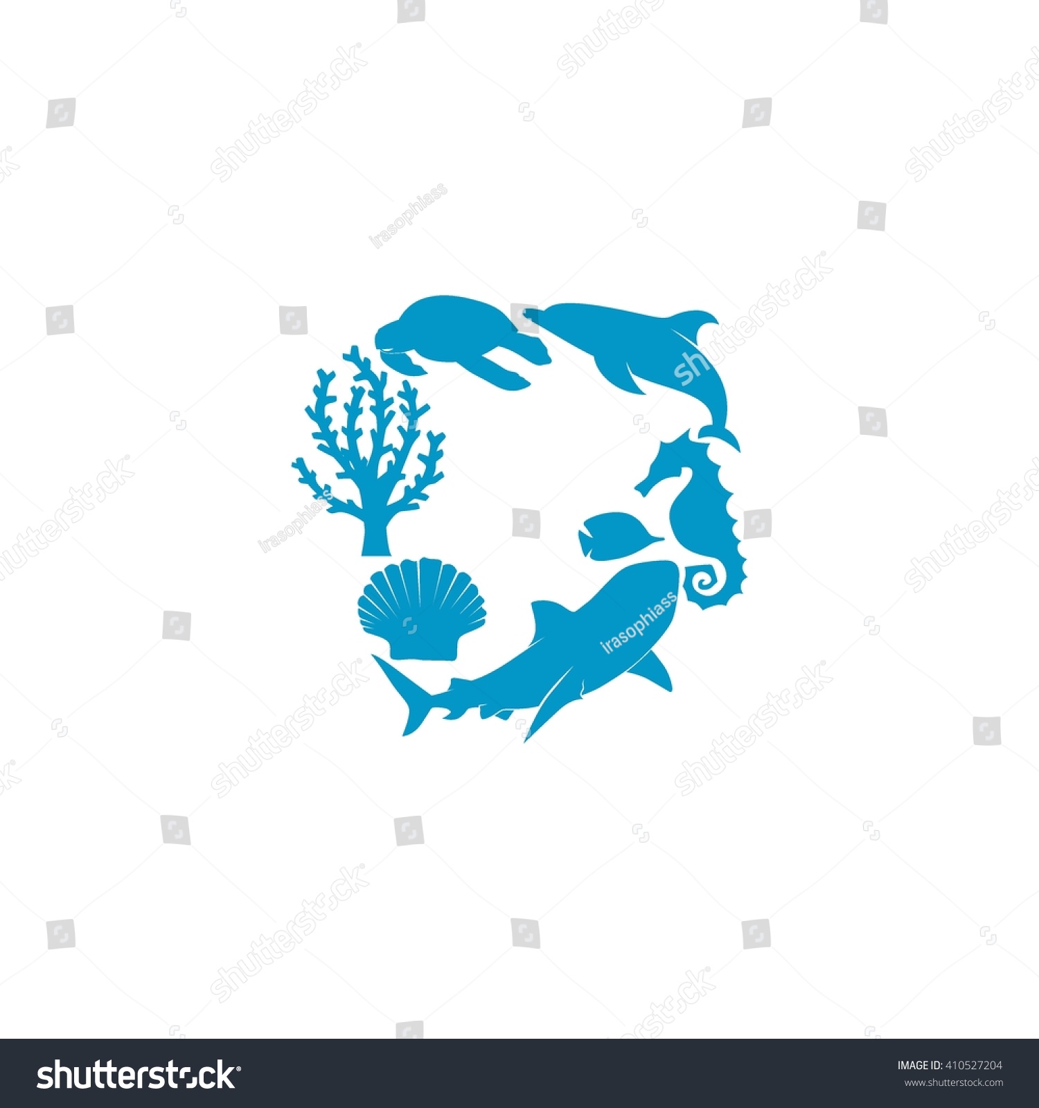 Ocean Life Logo Template Stock Vector (Royalty Free) 410527204 ...