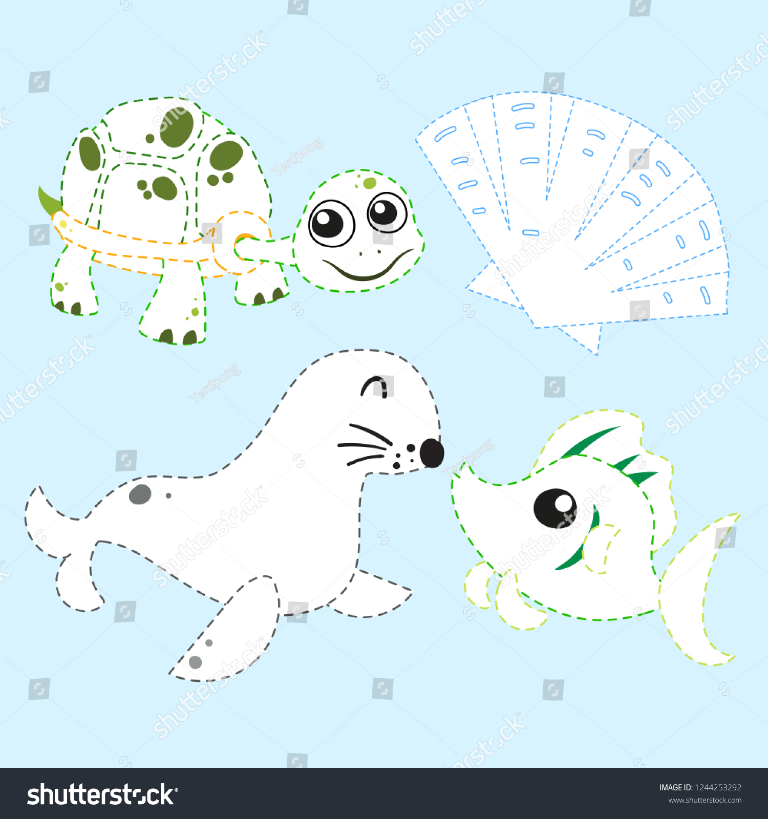 Ocean Line Drawing Vector Design Kid Stock Vector (Royalty Free) 1244253292