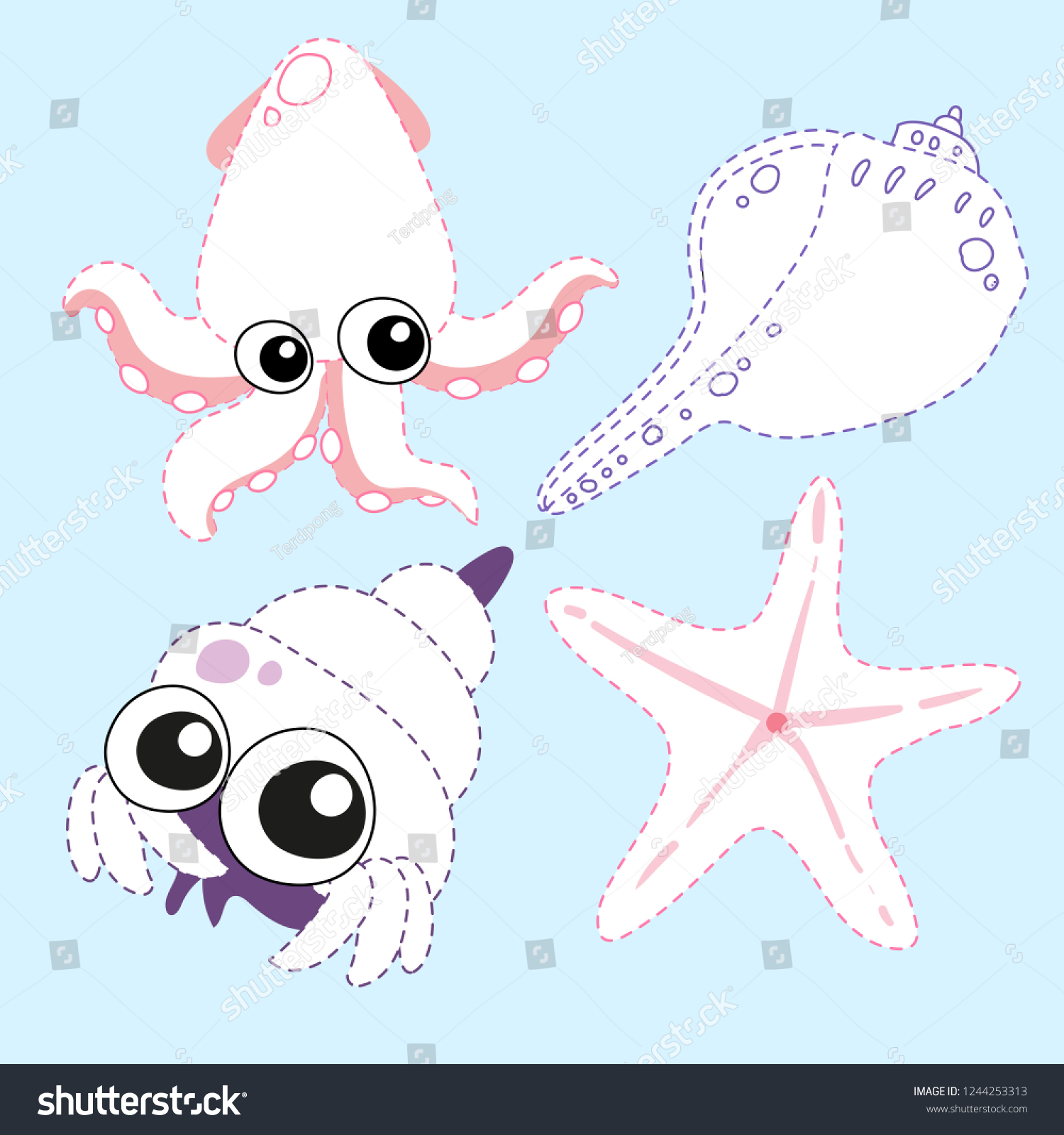Ocean Line Drawing Vector Design Kid Stock Vector (Royalty Free ...