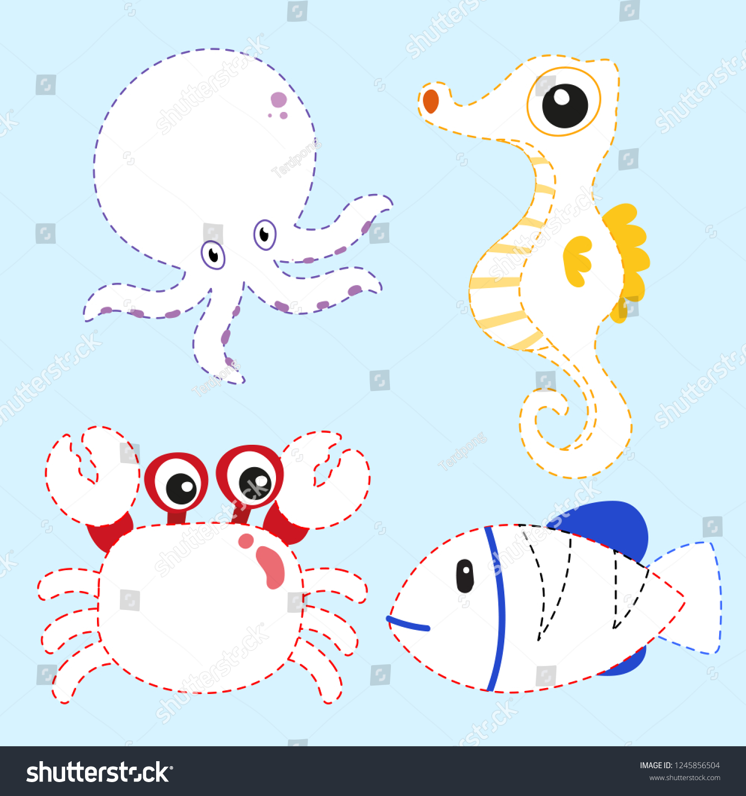 Ocean Line Drawing Vector Design Kid Stock Vector (Royalty Free ...