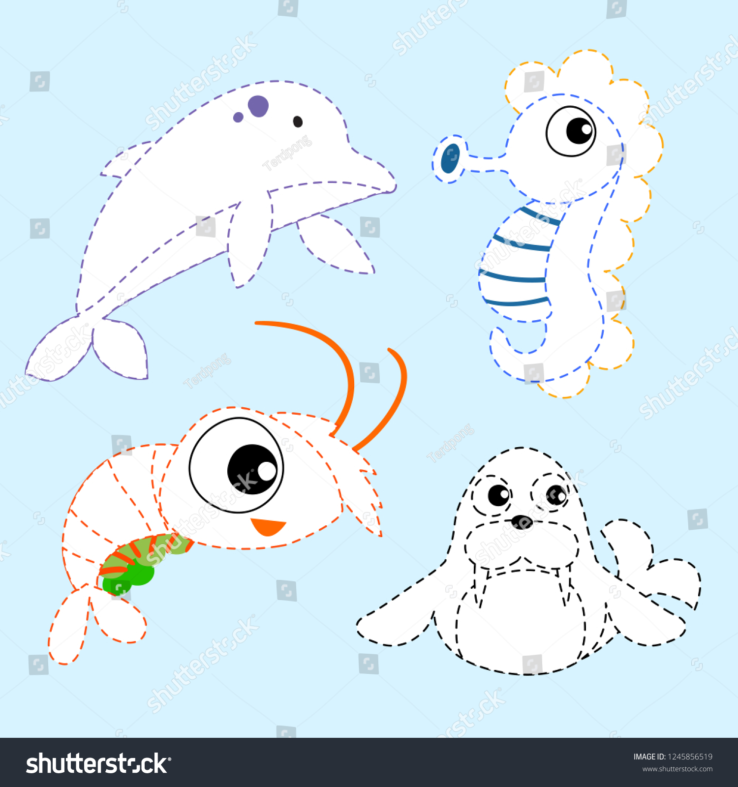 Ocean Line Drawing Vector Design Kid: vetor stock (livre de direitos ...