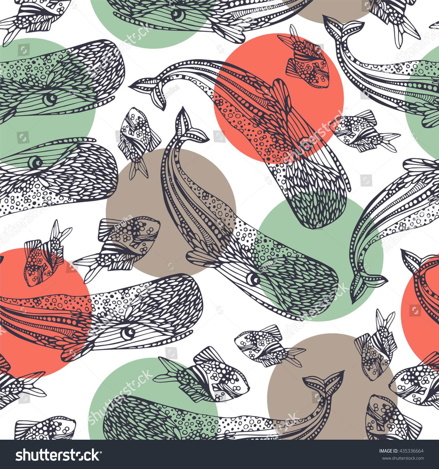 Ocean Seamless Pattern Sperm Whale Fish Stock Vector (Royalty Free ...