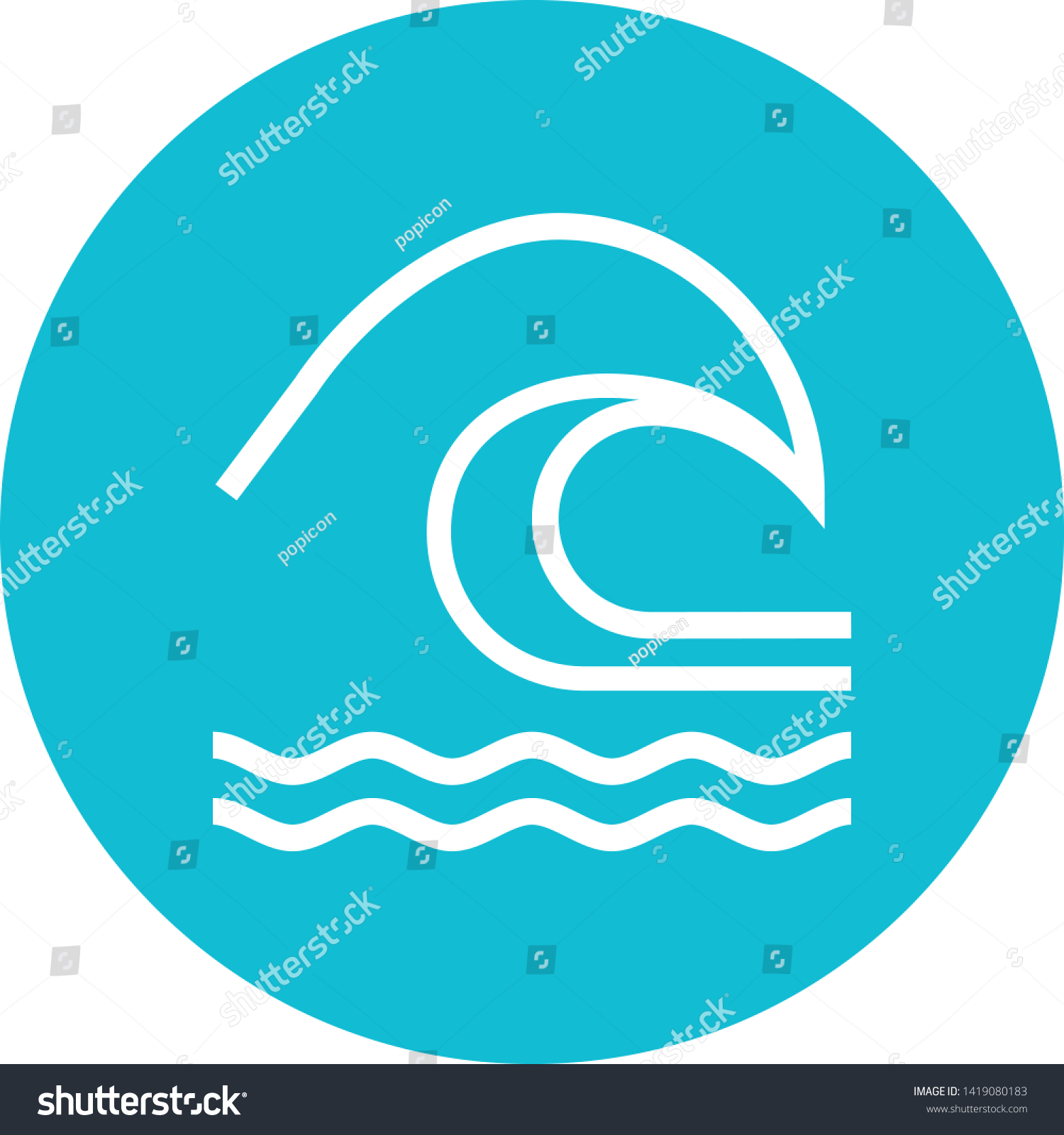 Ocean Wave Tide Outline Icon: vector de stock (libre de regalías ...