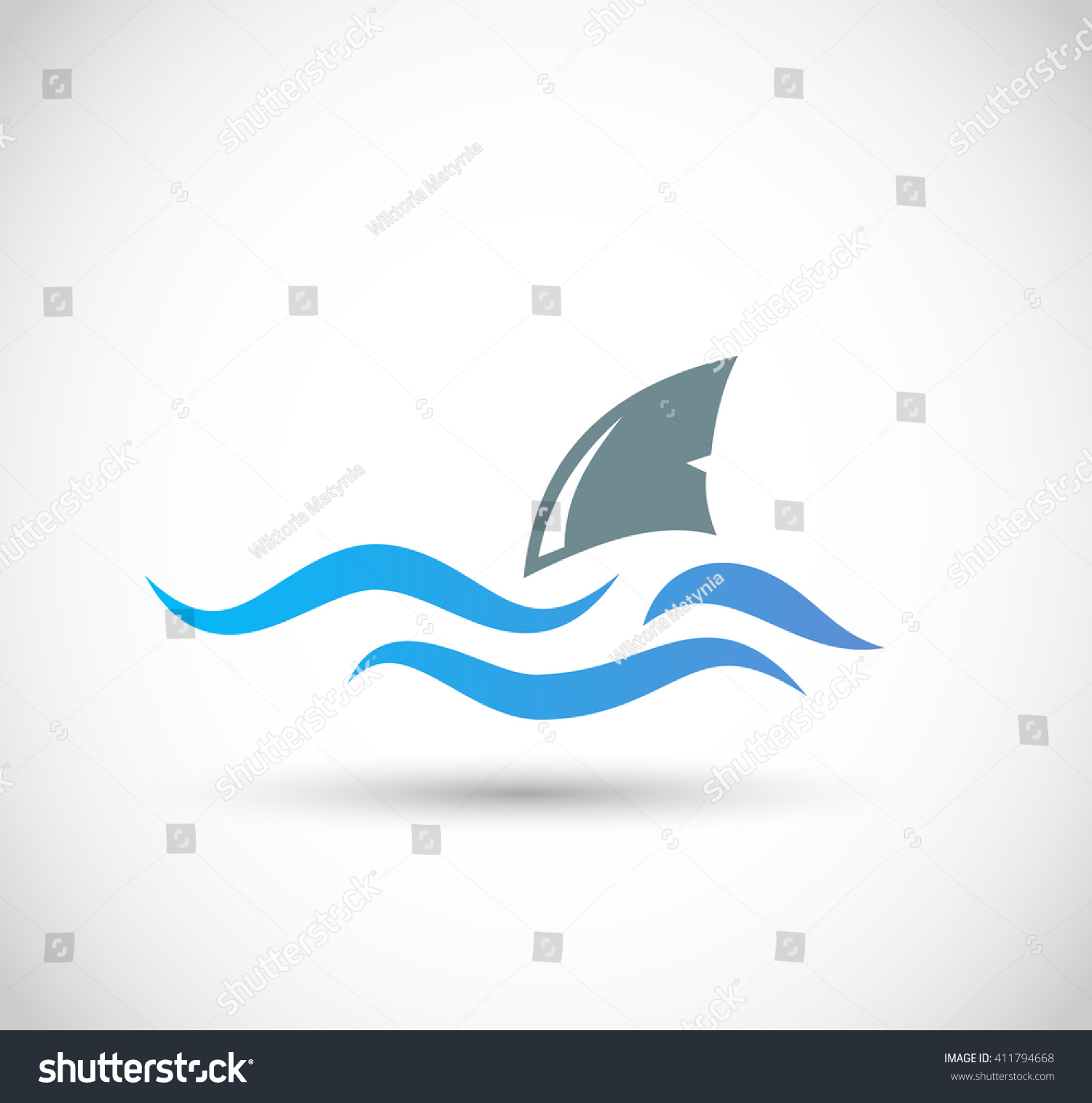 Ocean Wave Shark Icon Vector Stock Vector (Royalty Free) 411794668