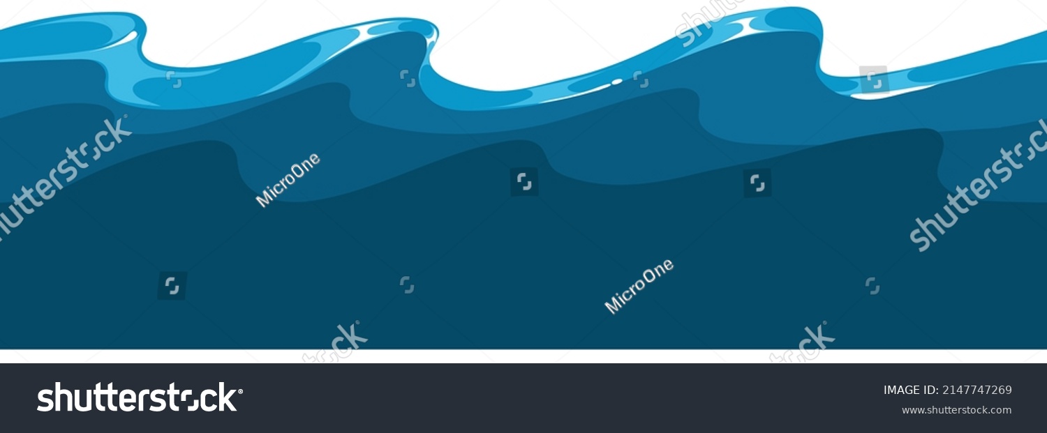 Ocean Waves Cartoon Water Surface Seamless Stock Vector (Royalty Free ...