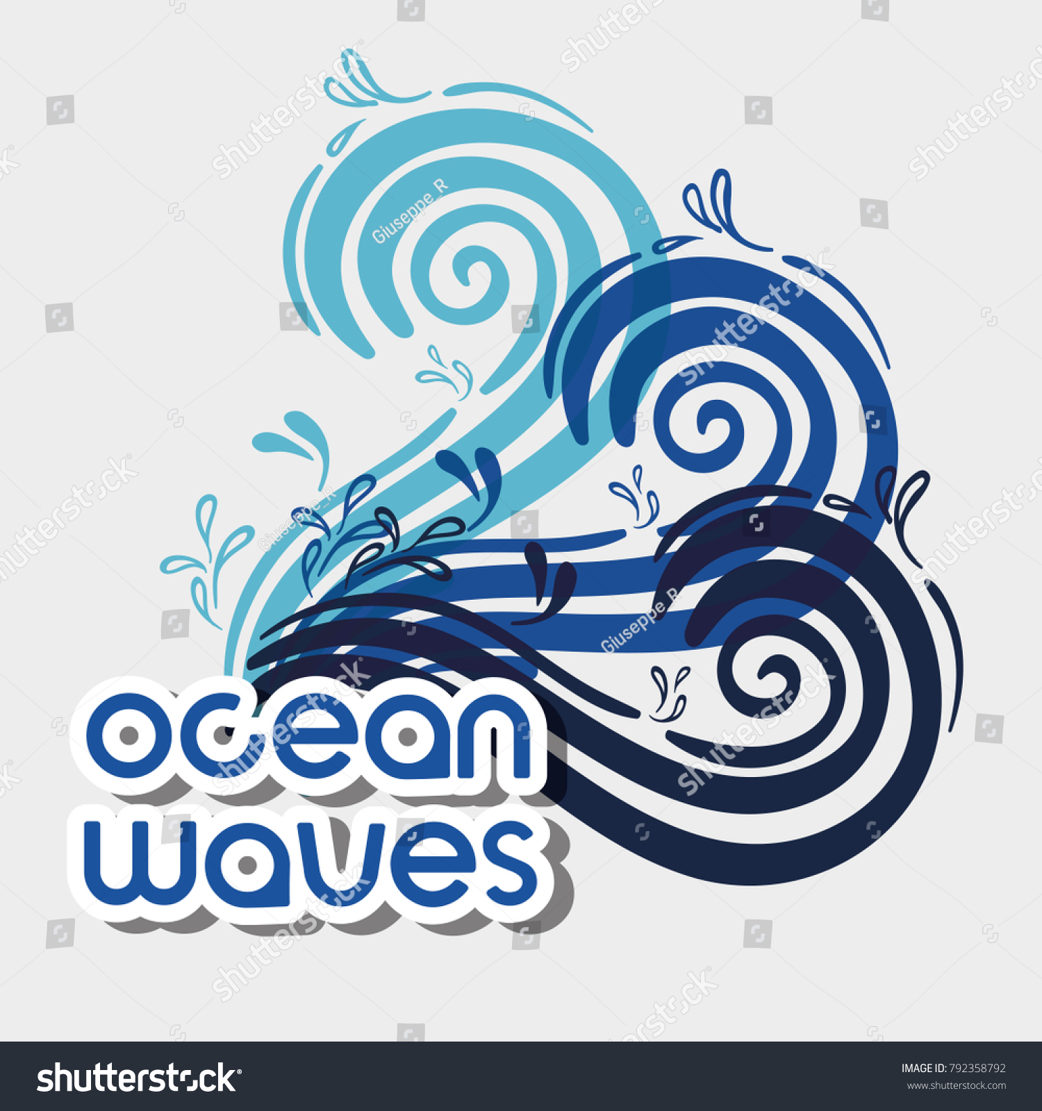 Ocean Waves Nice Shapes Design Stock Vector (Royalty Free) 792358792 ...