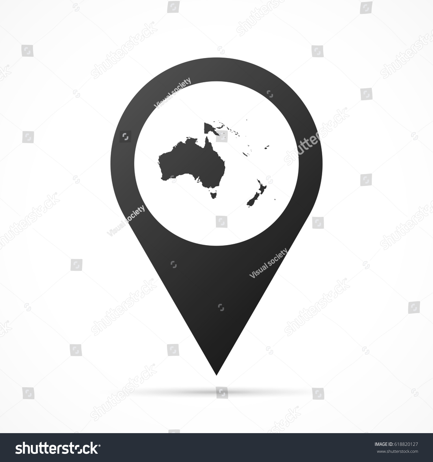 Oceania Map On Location Pin Map Stock Vector (Royalty Free) 618820127 ...