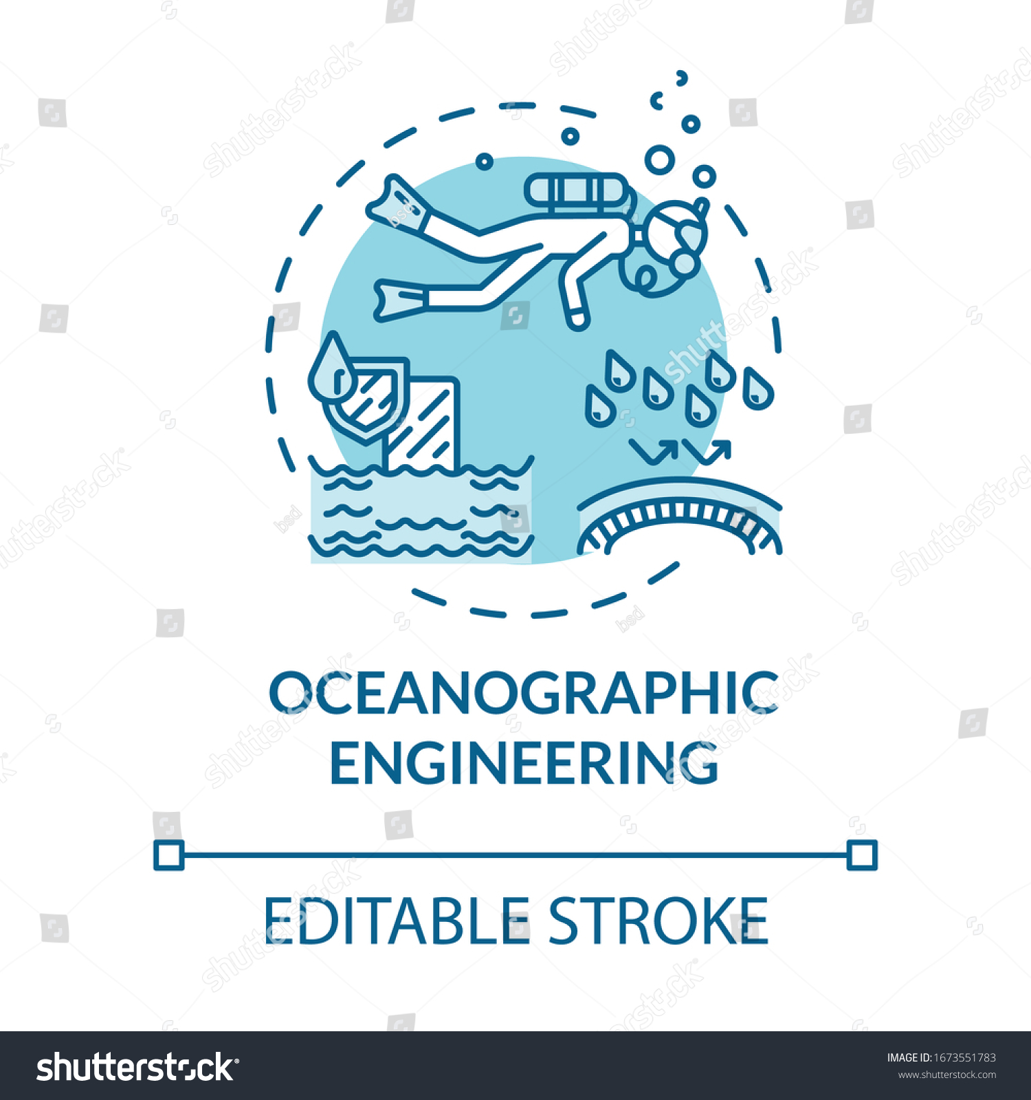 Oceanographic Engineering Turquoise Concept Icon Exploring Stock Vector ...