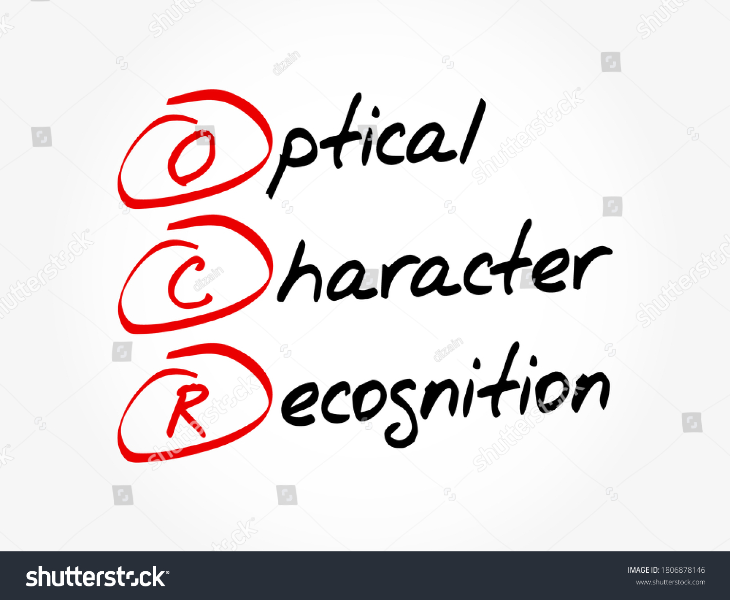 Ocr Optical Character Recognition Acronym Technology Stock Vector ...
