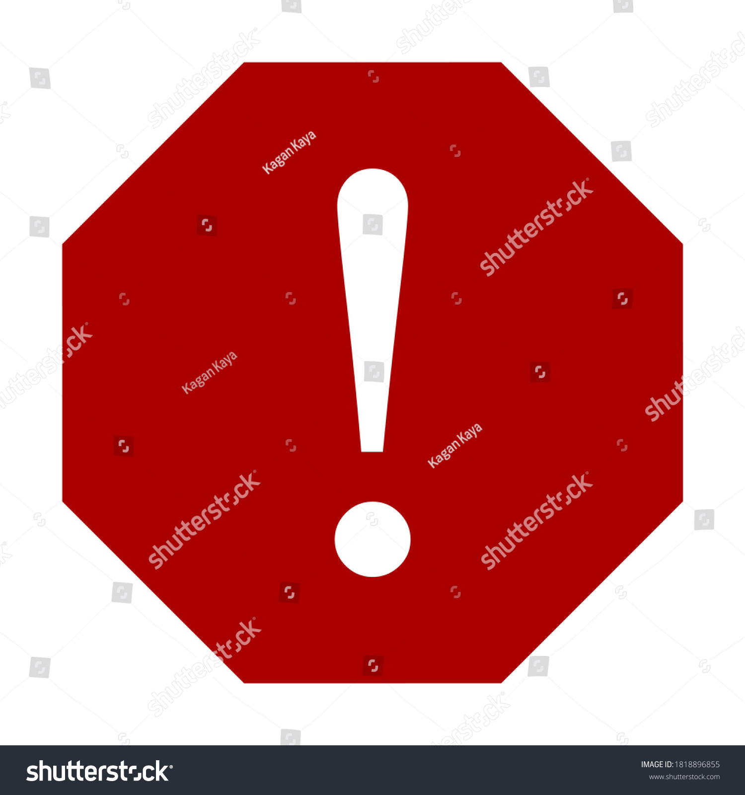 Octagonal Warning Attention Sign Exclamation Mark Stock Vector (Royalty ...