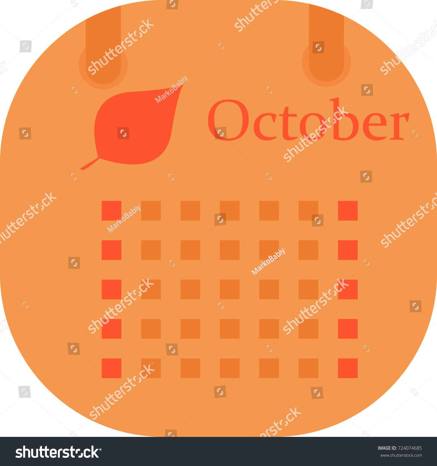 October Calendar Vector Illustration Icon Stock Vector (Royalty Free ...