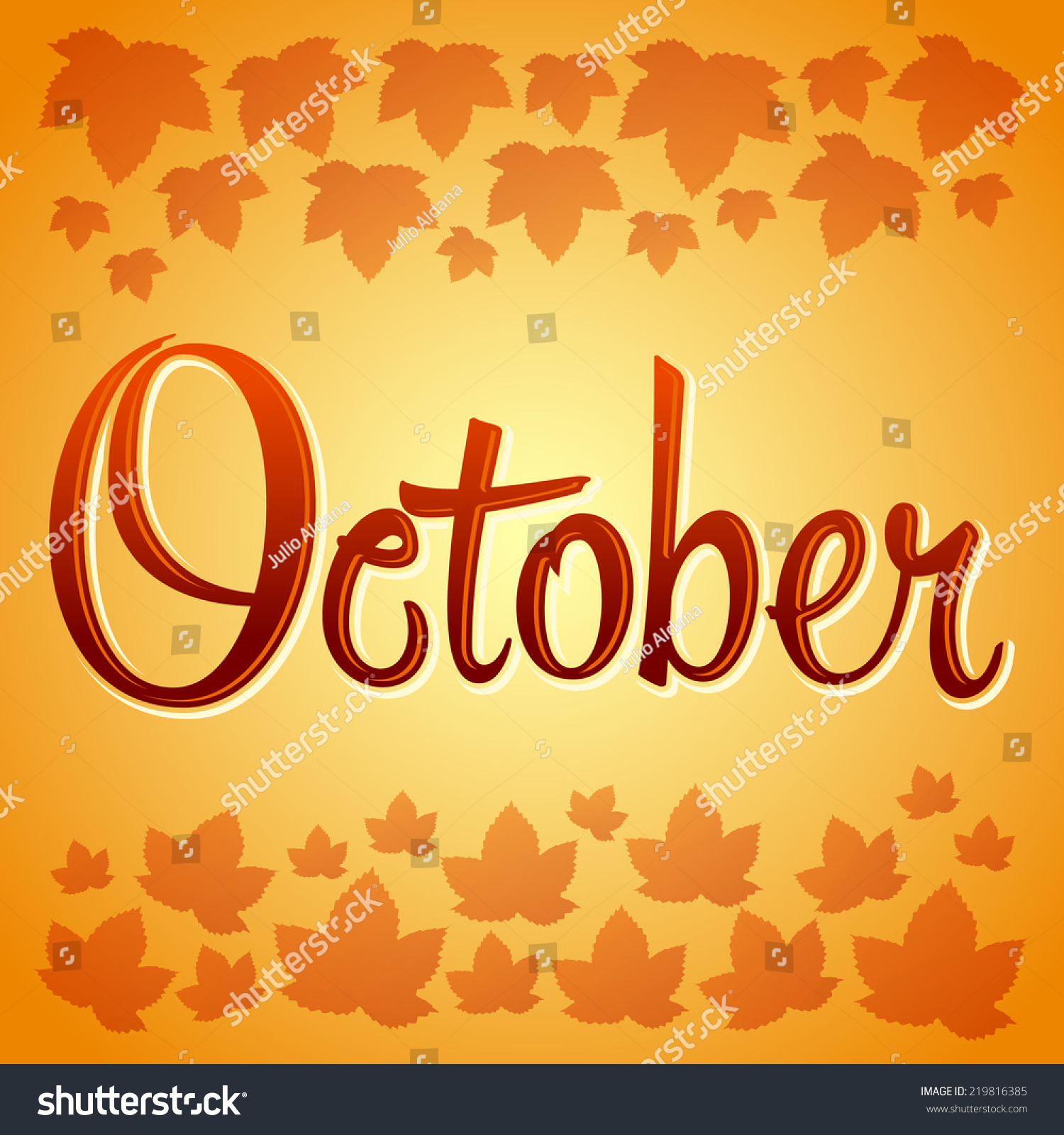 October Vector Lettering Icon Emblem Leafs Stock Vector 219816385 ...