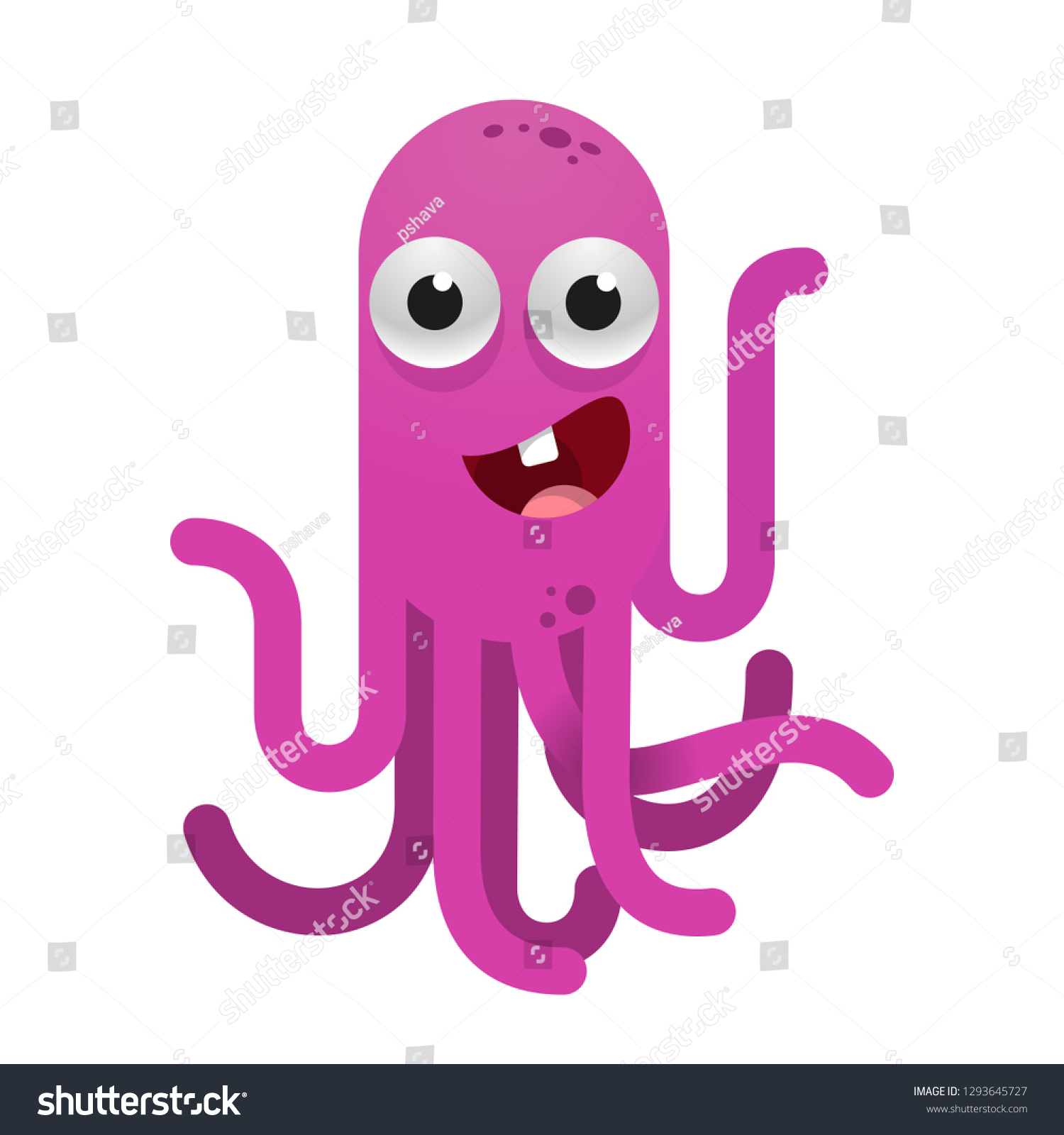Octopus Cartoon Character Stock Vector (Royalty Free) 1293645727 ...