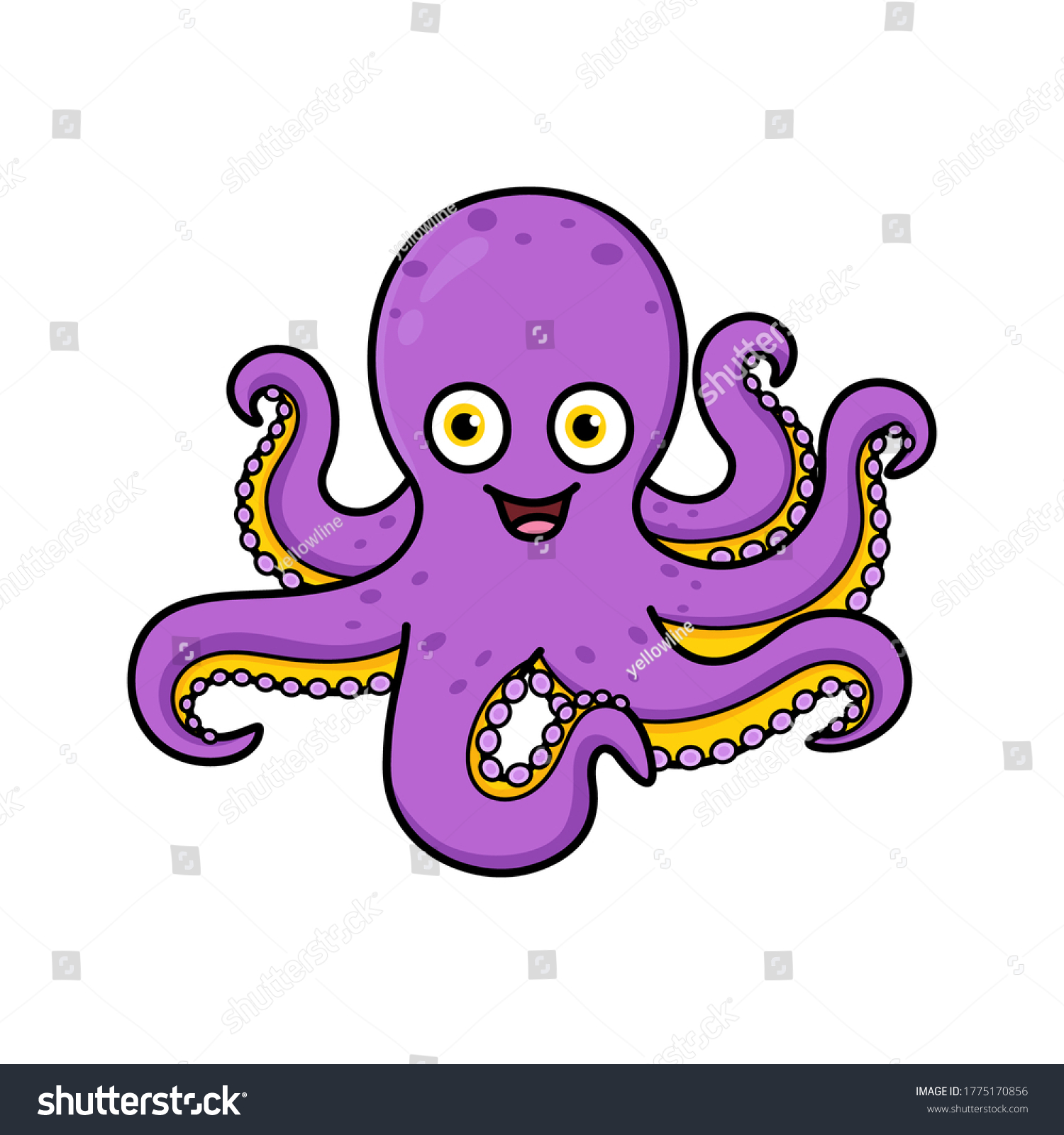 Octopus Cartoon Vector Illustration Isolated Background: เวกเตอร์สต็อก ...