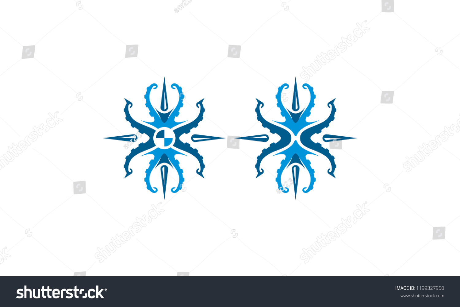 Octopus Compass Logo Icon Vector Stock Vector (Royalty Free) 1199327950