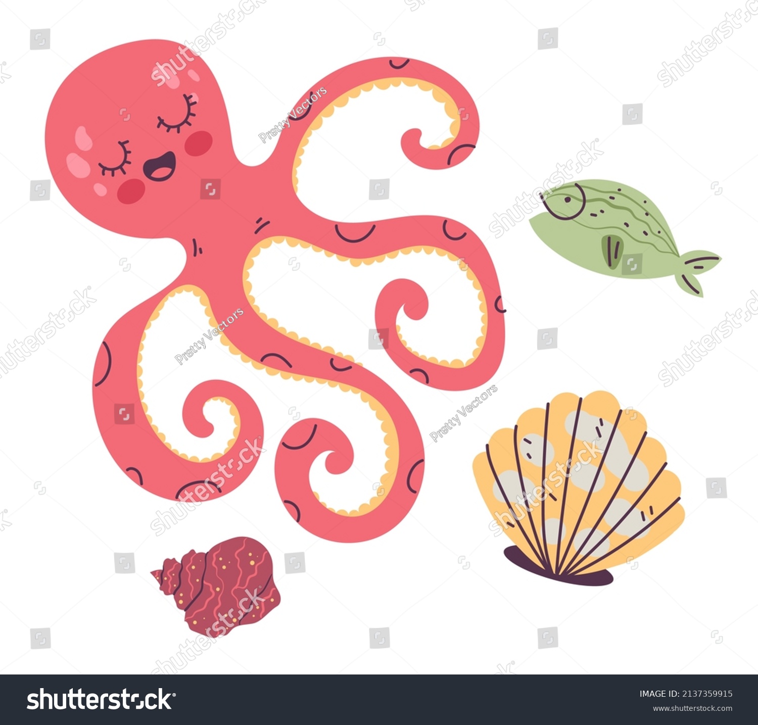 Octopus Flat Graphic Design Element Illustration Stock Vector (Royalty ...