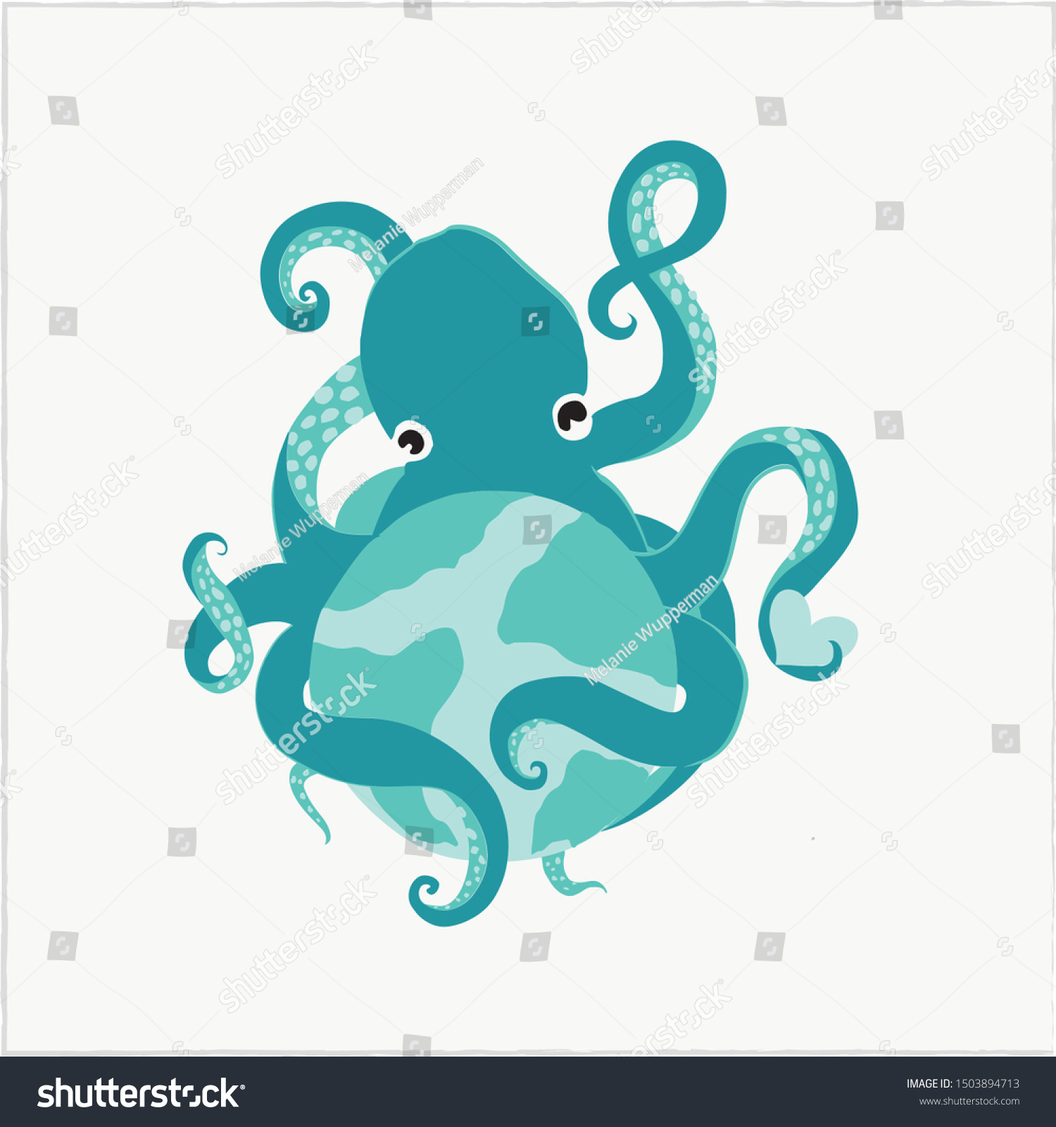 Octopus Hugging Earth Stock Vector (Royalty Free) 1503894713