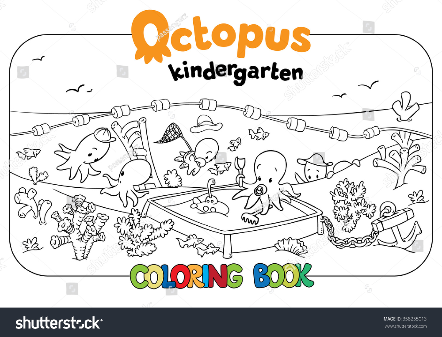 Octopus Kindergarten Coloring Book Stock Vector (Royalty Free) 358255013