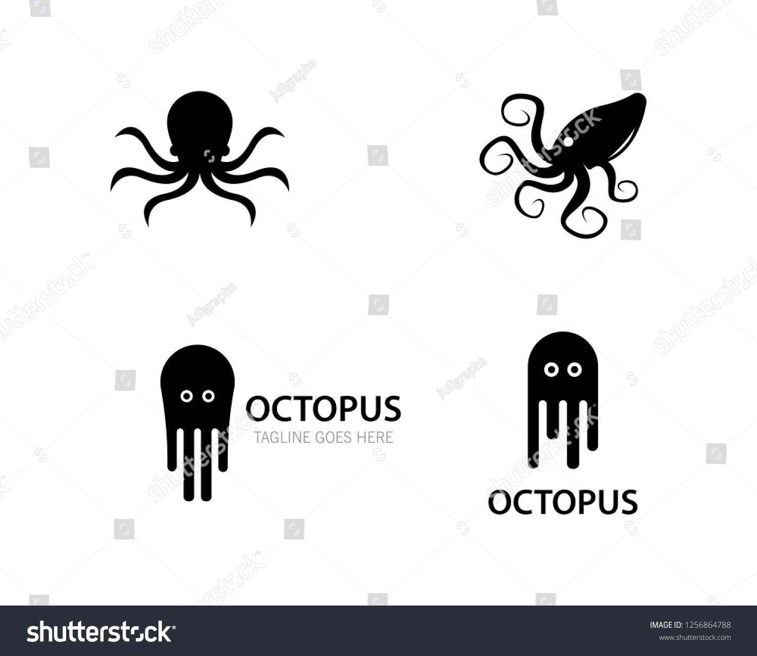 Octopus Logo Vector Illustration Stock Vector (Royalty Free) 1256864788 ...