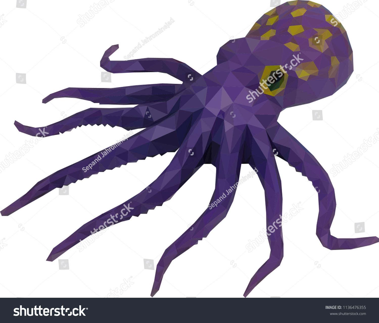 Octopus Low Poly Art: vector de stock (libre de regalías) 1136476355 | Shutterstock