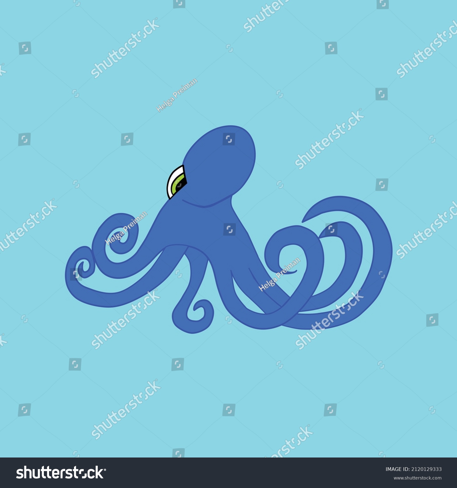 Octopus On Light Blue Background Stock Vector (Royalty Free) 2120129333 ...