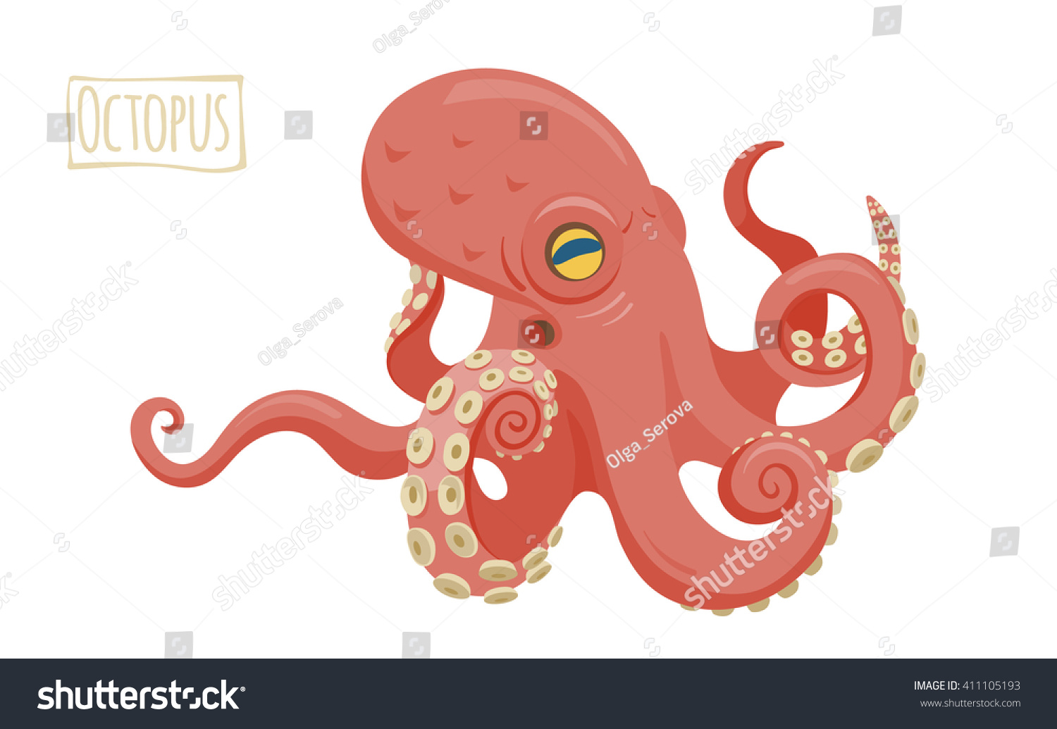 Octopus Vector Cartoon Illustration Stock Vector (Royalty Free ...