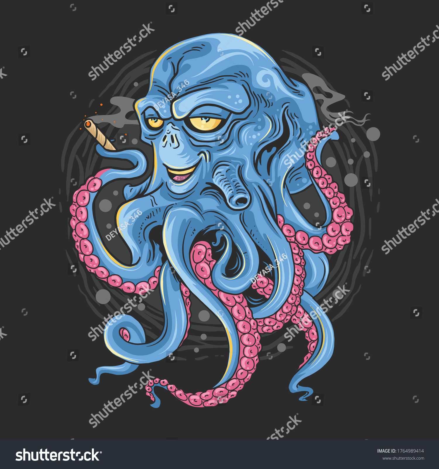 Octopus Alien Face Tentacles Monster Artwork Stock Vector (Royalty Free ...
