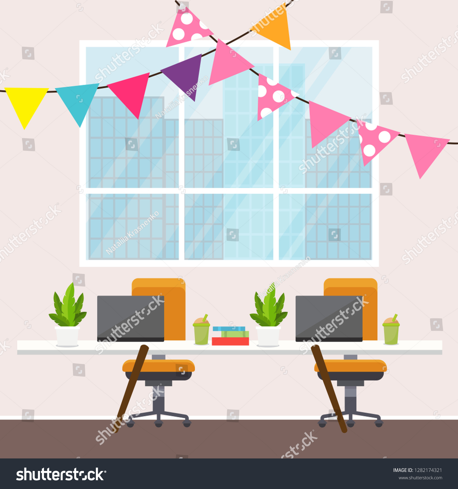 Office Background Vector Illustration Stock Vector (Royalty Free ...