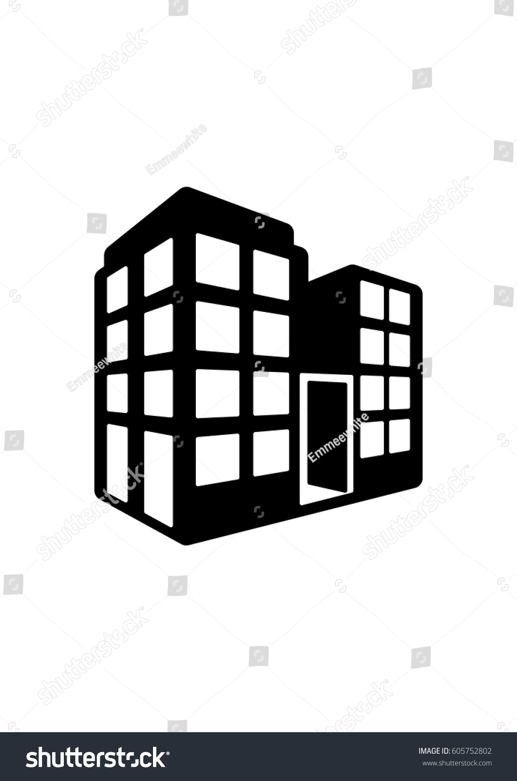 Office Block Building Icon Vector Stock Vector (Royalty Free) 605752802