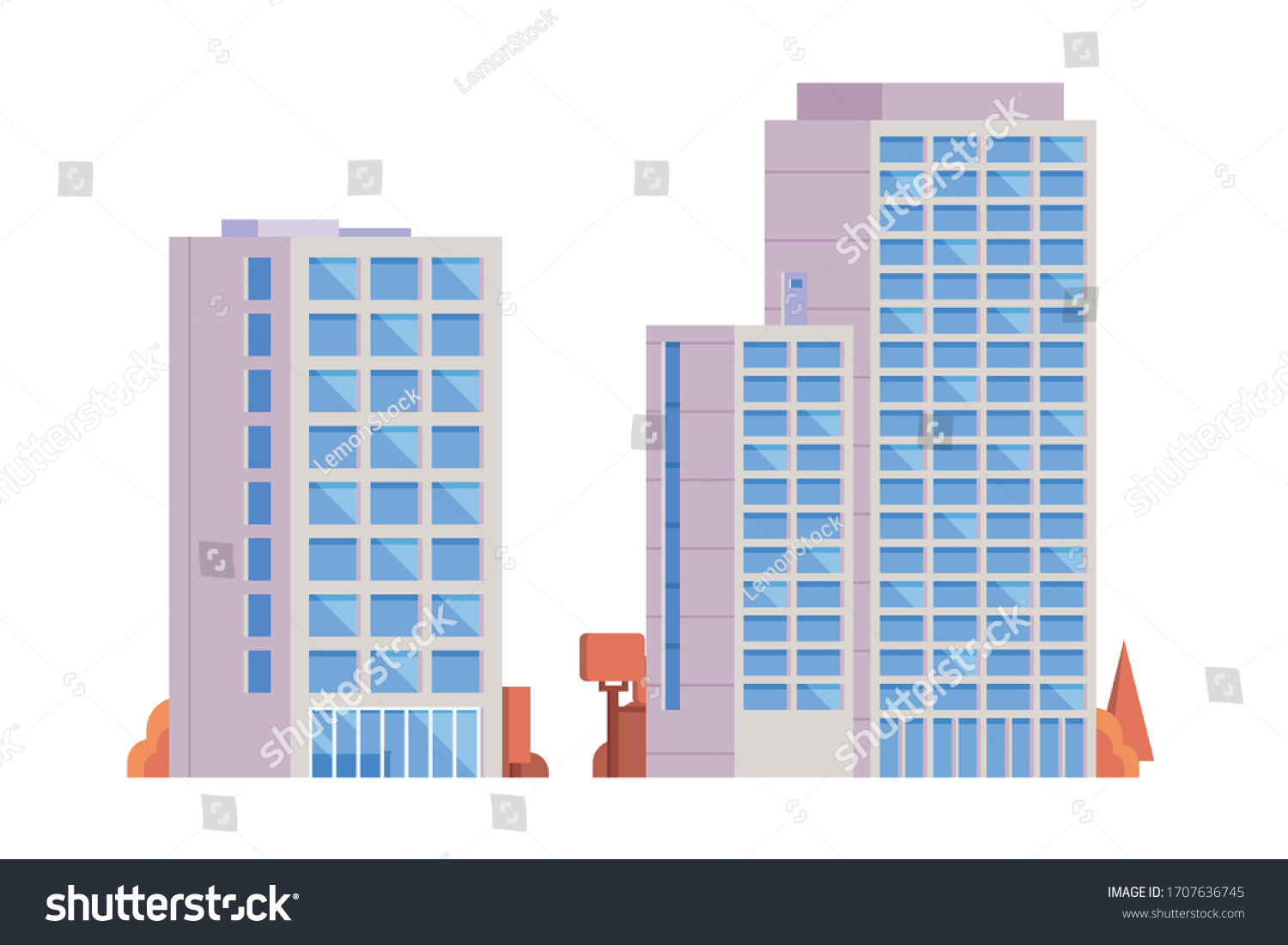 Office Building Flat Design Concept Illustration Stock Vector (Royalty ...