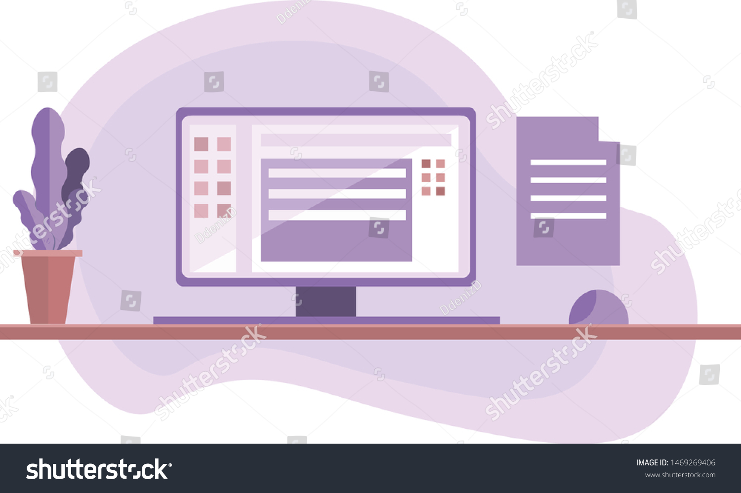 Office Cloud Background Flat Design Stock Vector (Royalty Free ...