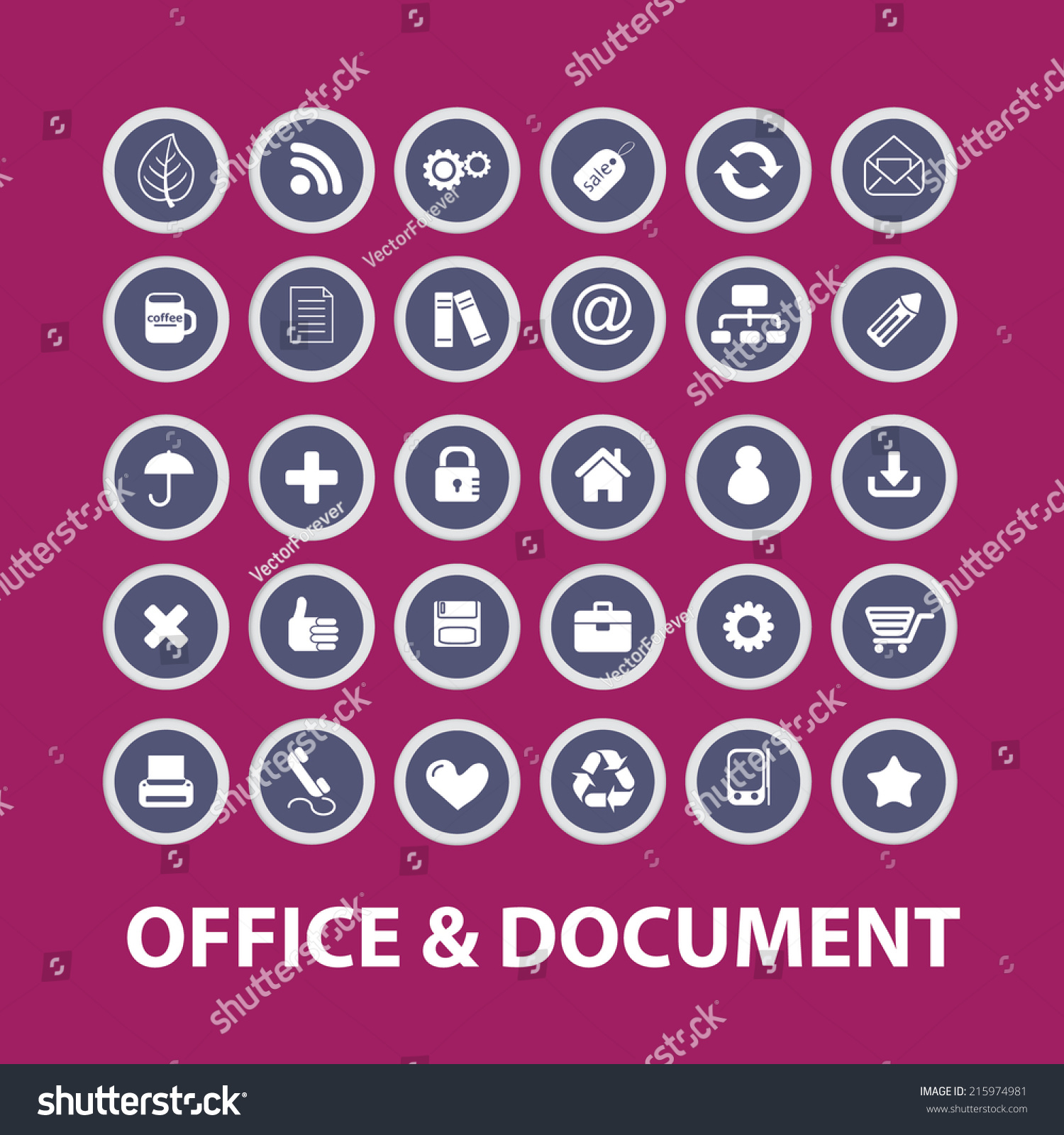 Office Document Icons Signs Illustrations Objects Stock Vector (Royalty ...