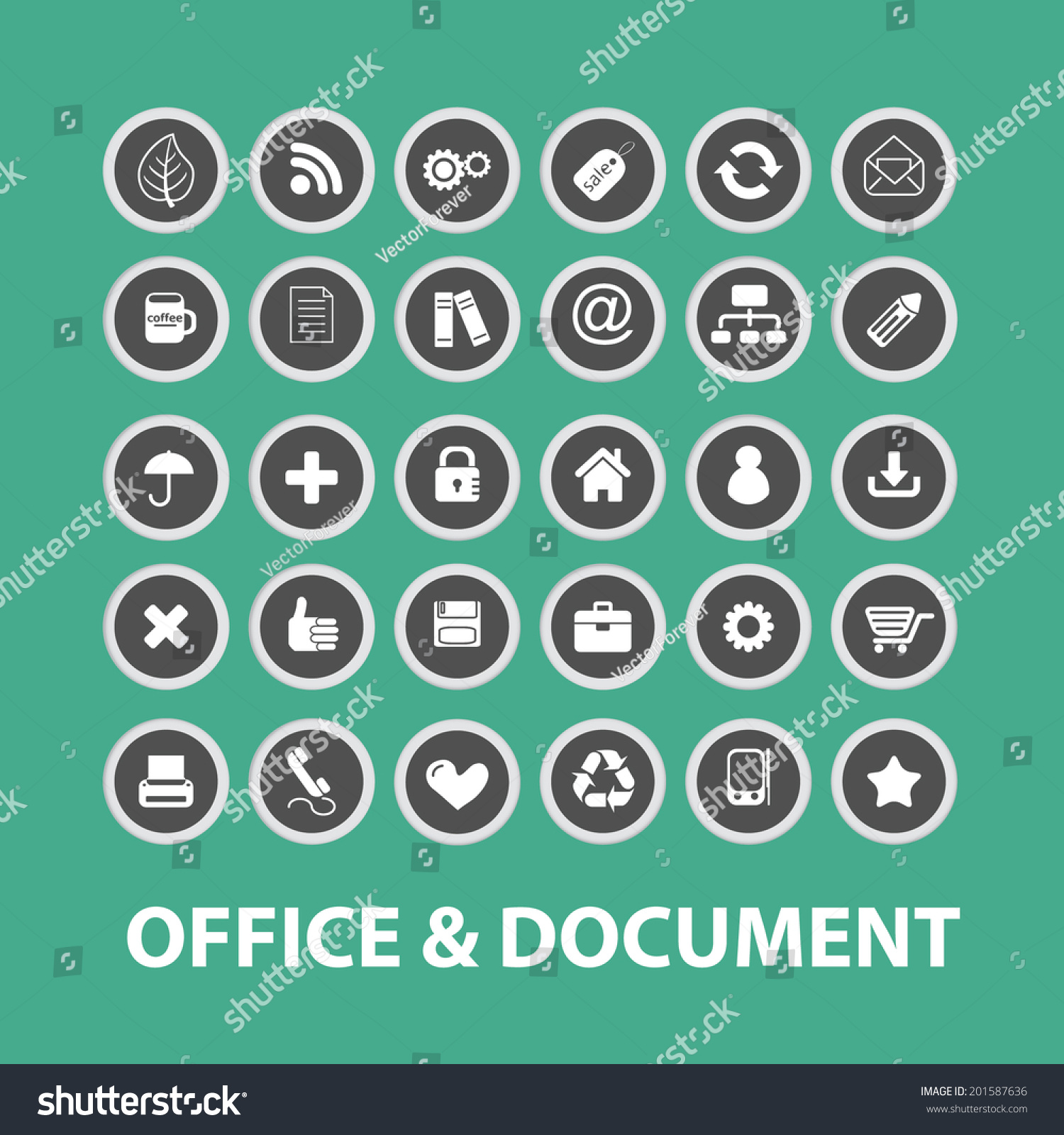 Office Document Work Buttons Icons Signs Stock Vector (Royalty Free ...