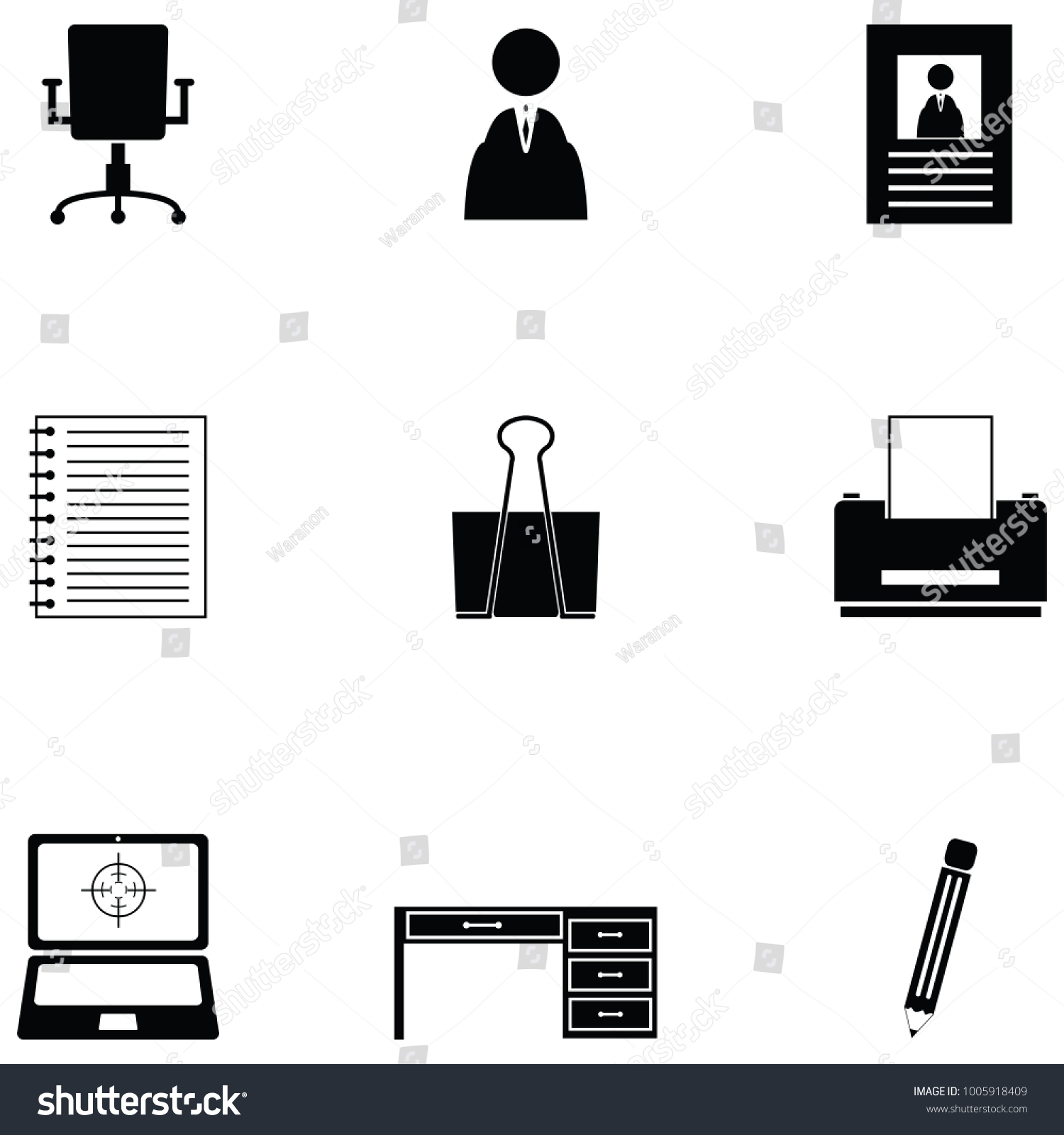 Office Equipment Icon Set Stock Vector (Royalty Free) 1005918409 ...