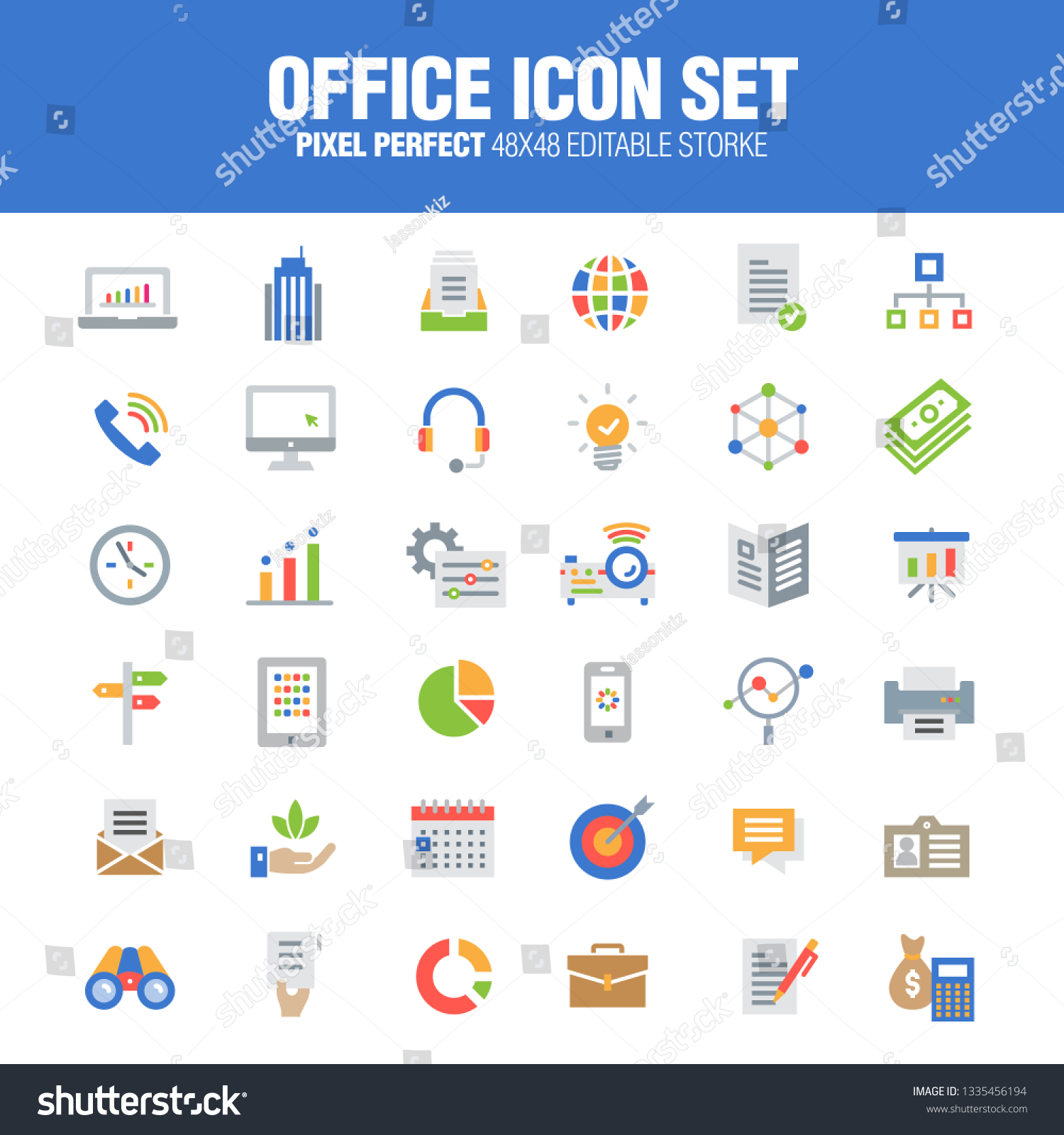 Office Icon Set 48 X 48 Stock Vector (Royalty Free) 1335456194 ...