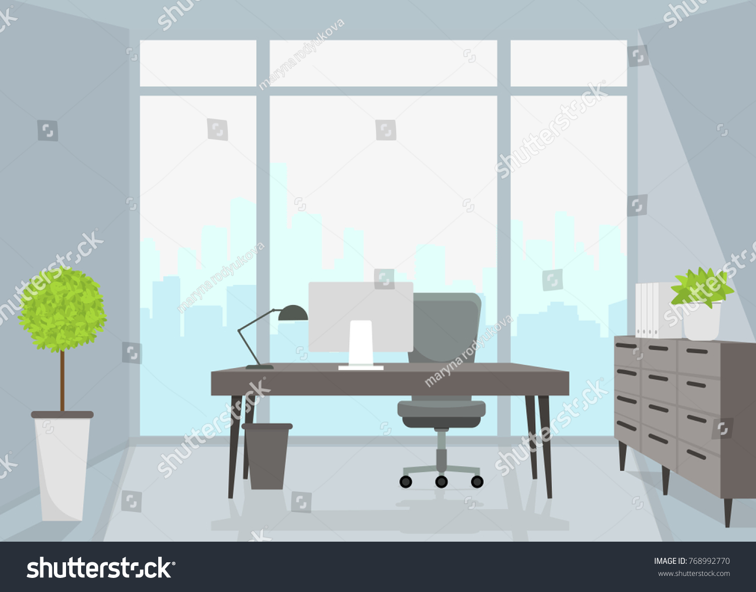 Office Interior Vector Illustration Stock Vector (Royalty Free ...
