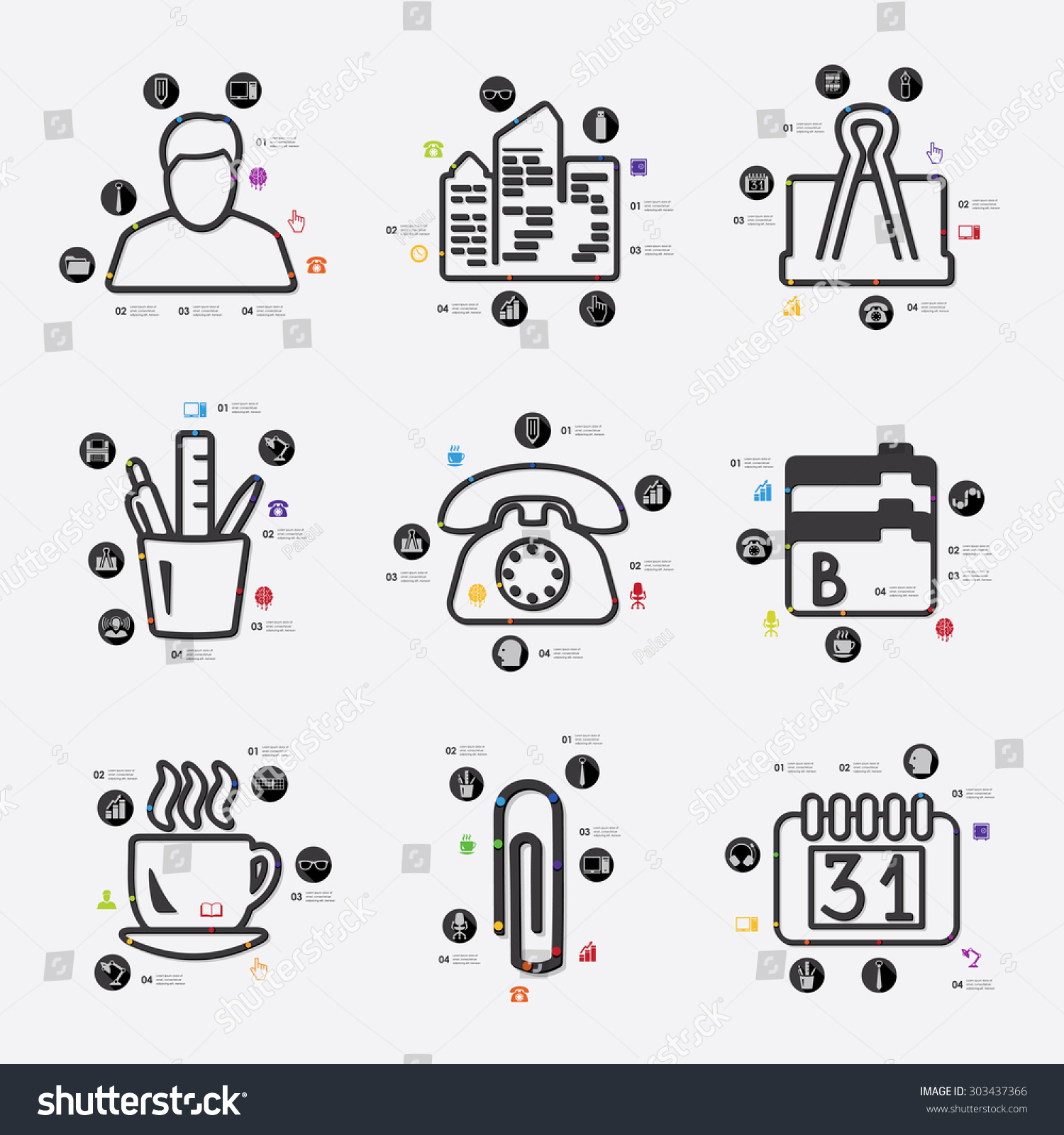 Office Line Infographic Illustration Fully Editable: เวกเตอร์สต็อก ...
