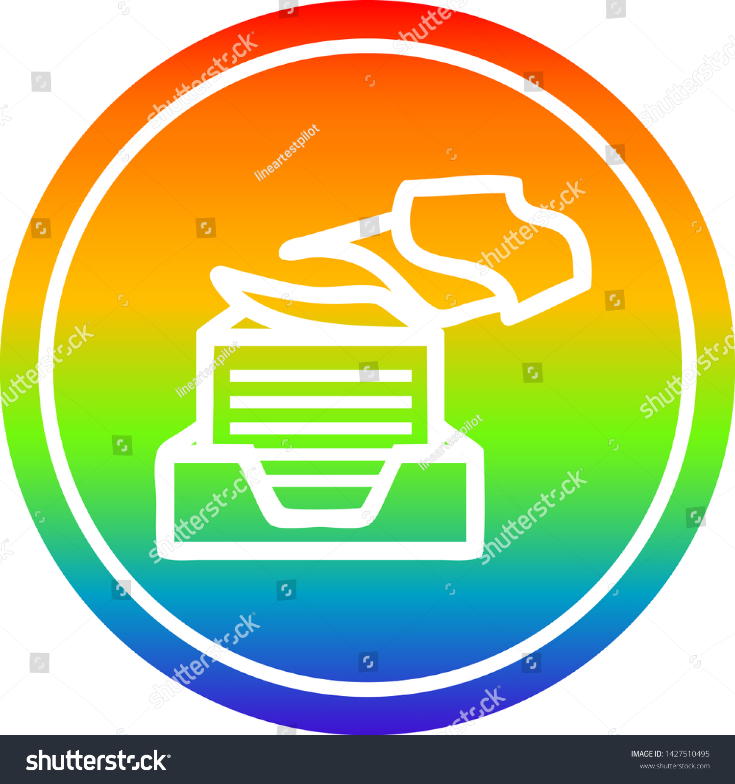Office Paper Stack Circular Icon Rainbow Stock Vector (Royalty Free ...
