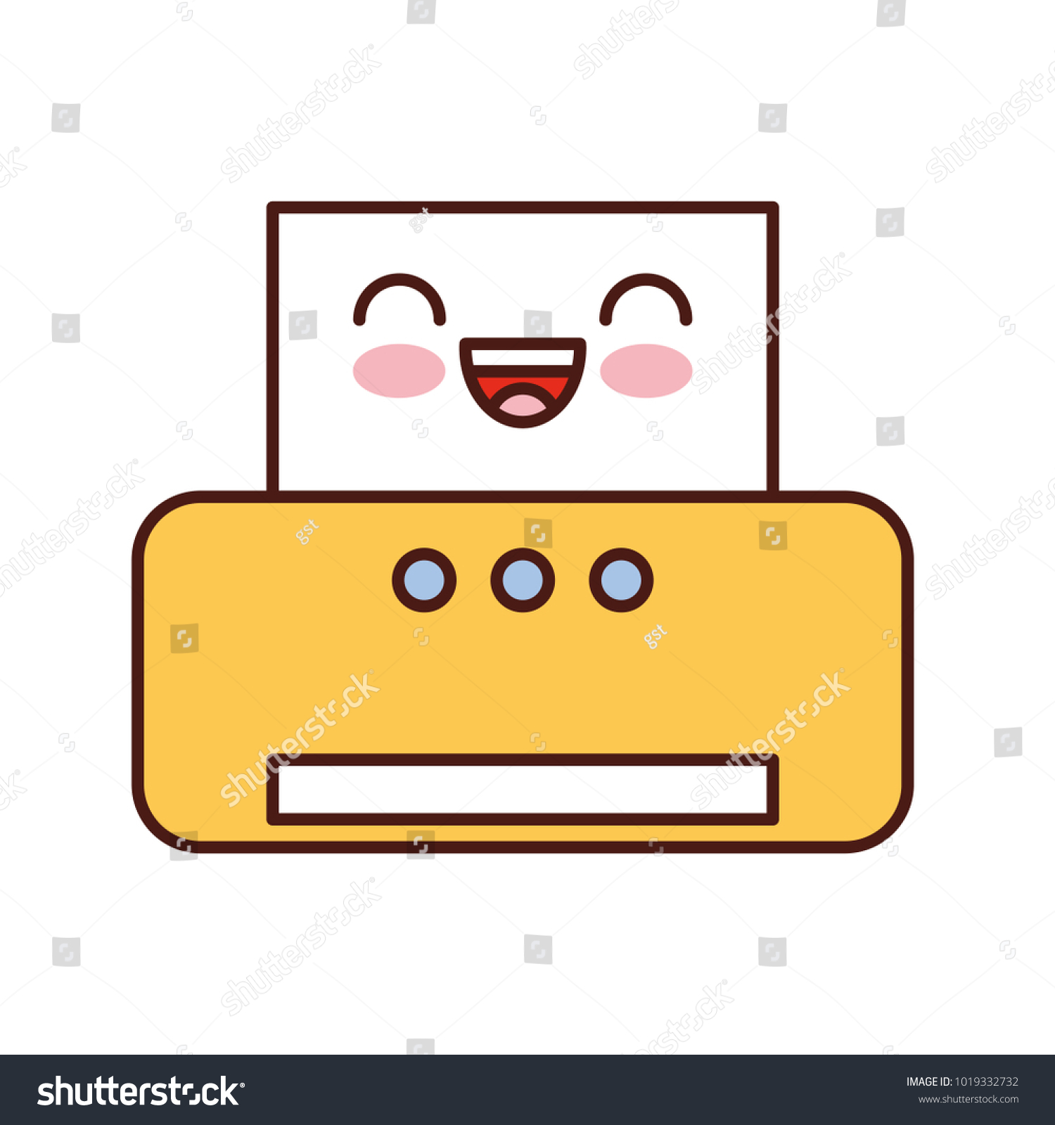 Office Printer Kawaii Character Stock Vector (Royalty Free) 1019332732
