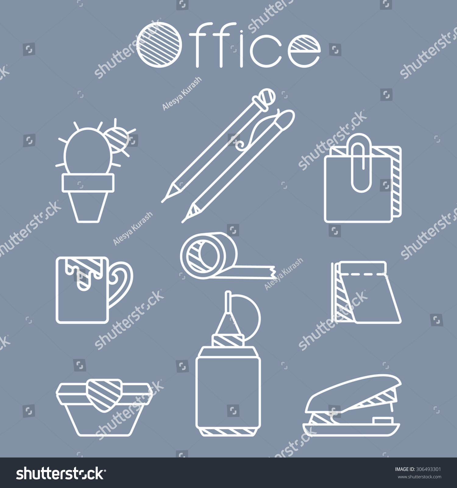 Office Stuff Outline Icons Web Stock Vector (Royalty Free) 306493301